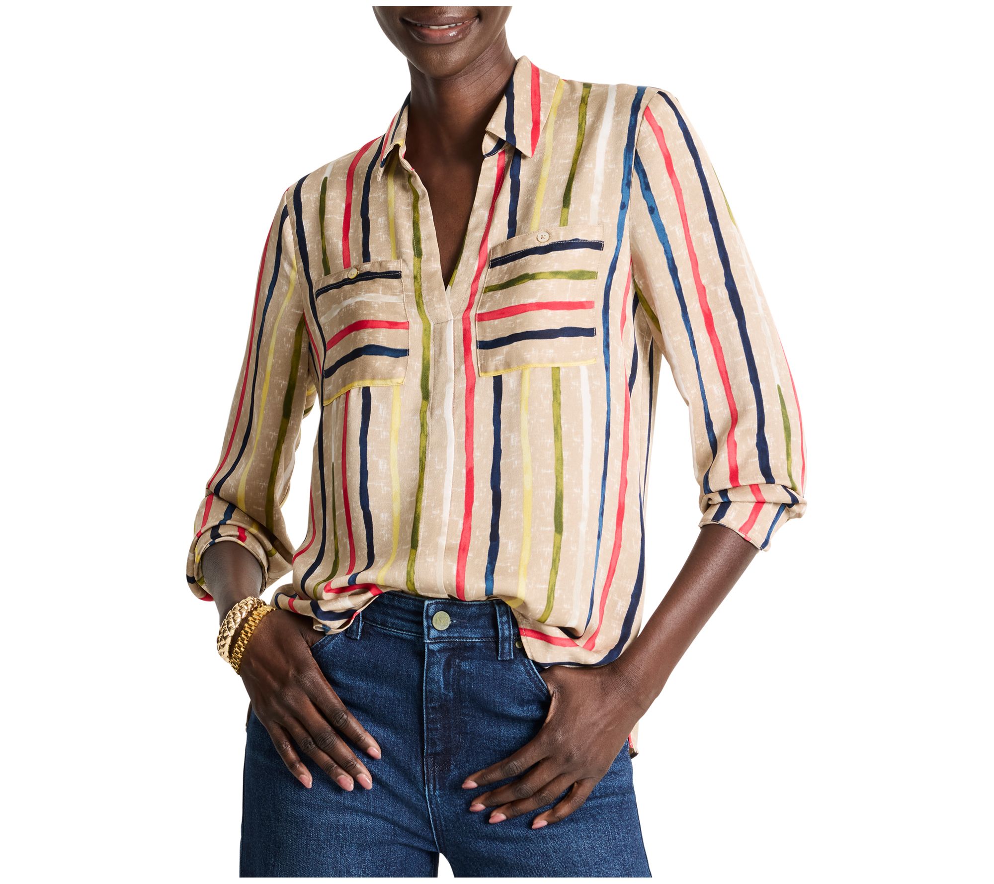 NIC+ZOE Painted Stripe Top - QVC.com