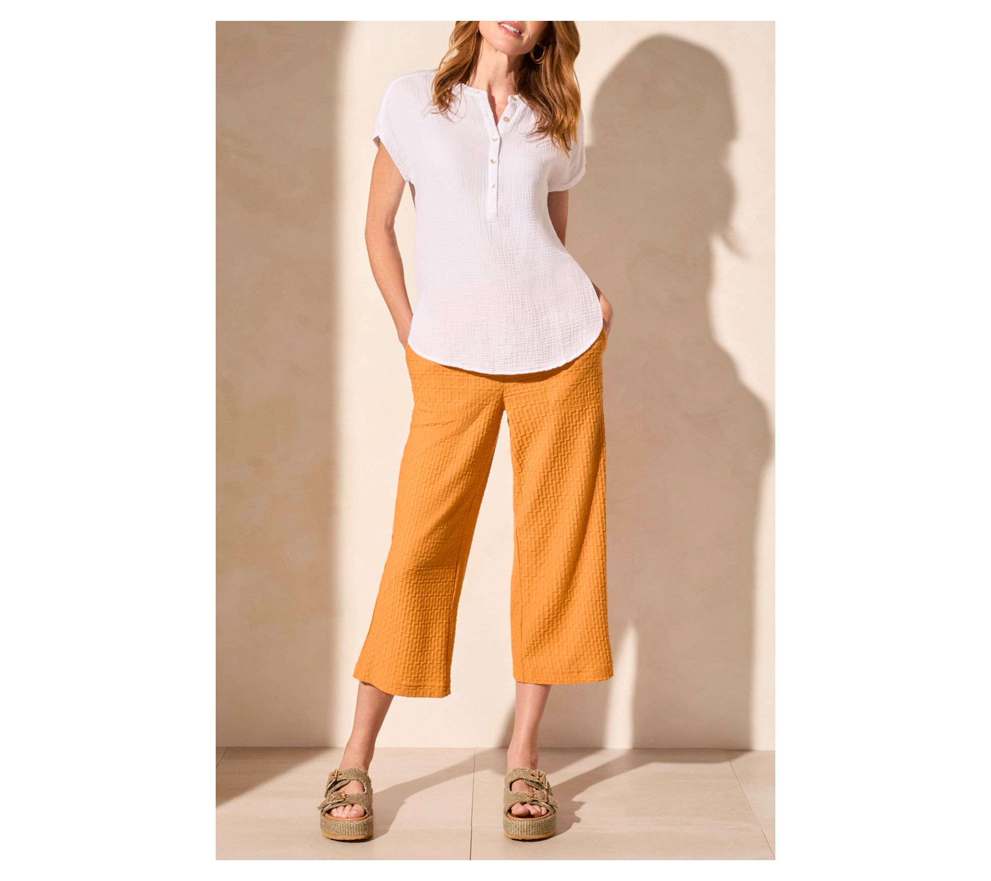 Tribal Vintage Wash Cotton Gauze Cap Sleeve Top - QVC.com