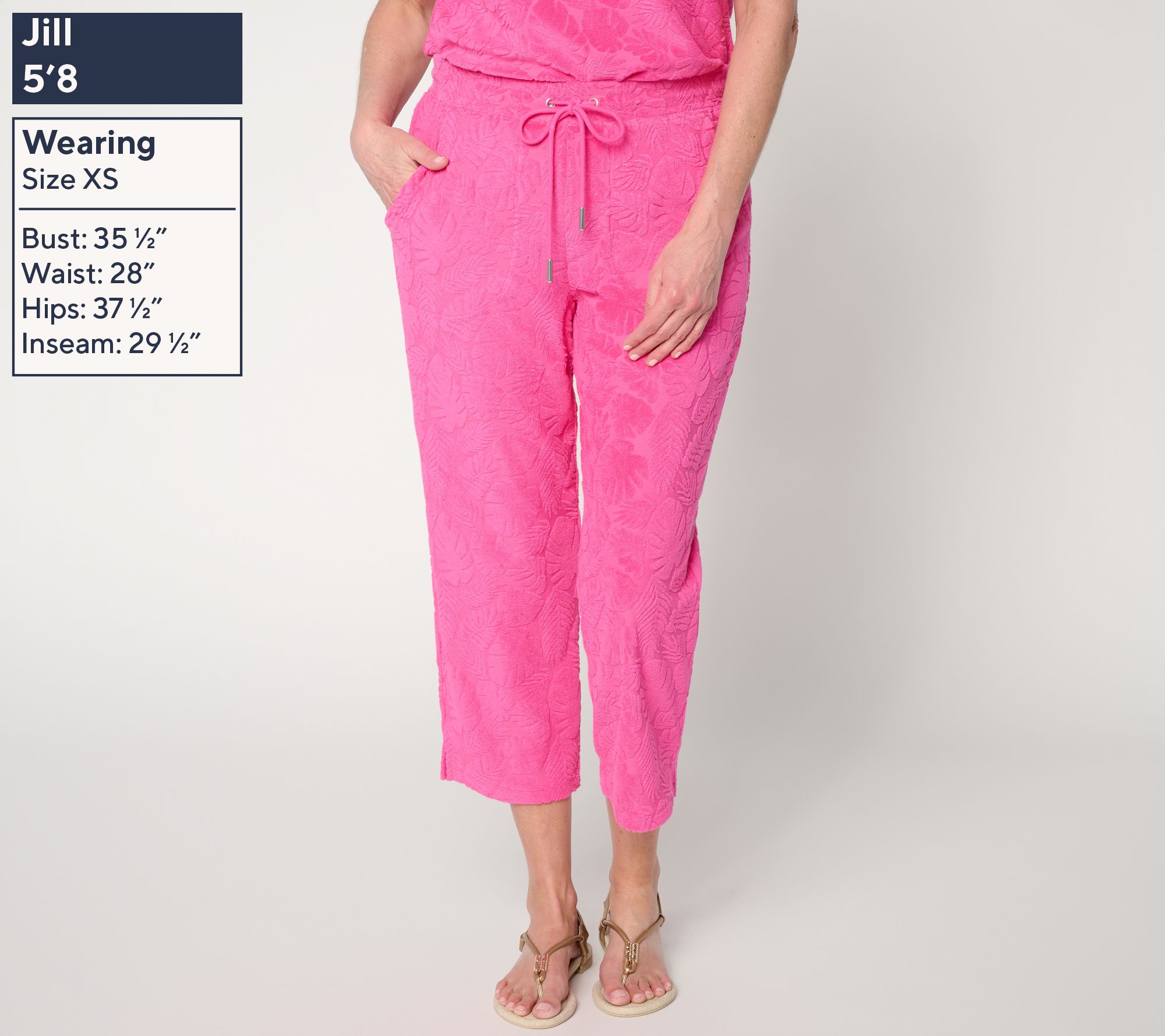 Denim & Co. Beach Regular Towel Terry Crop Pants - QVC.com