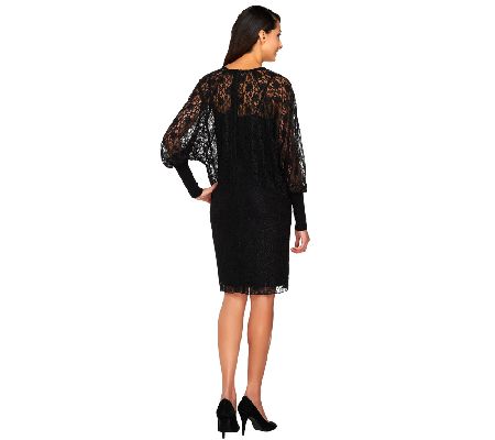 Kris Jenner Kollection Dolman Sleeve Lace Dress with Slip - QVC.com