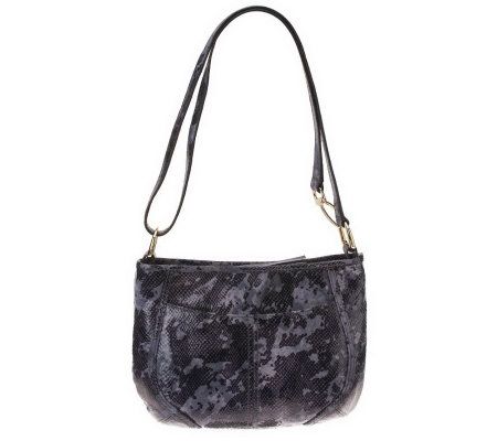 "As Is" B. Makowsky Python Print Leather Crossbody Bag - QVC.com