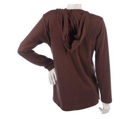 "As Is" Quacker Factory Sequin Front Long Sleeve Hoodie - QVC.com