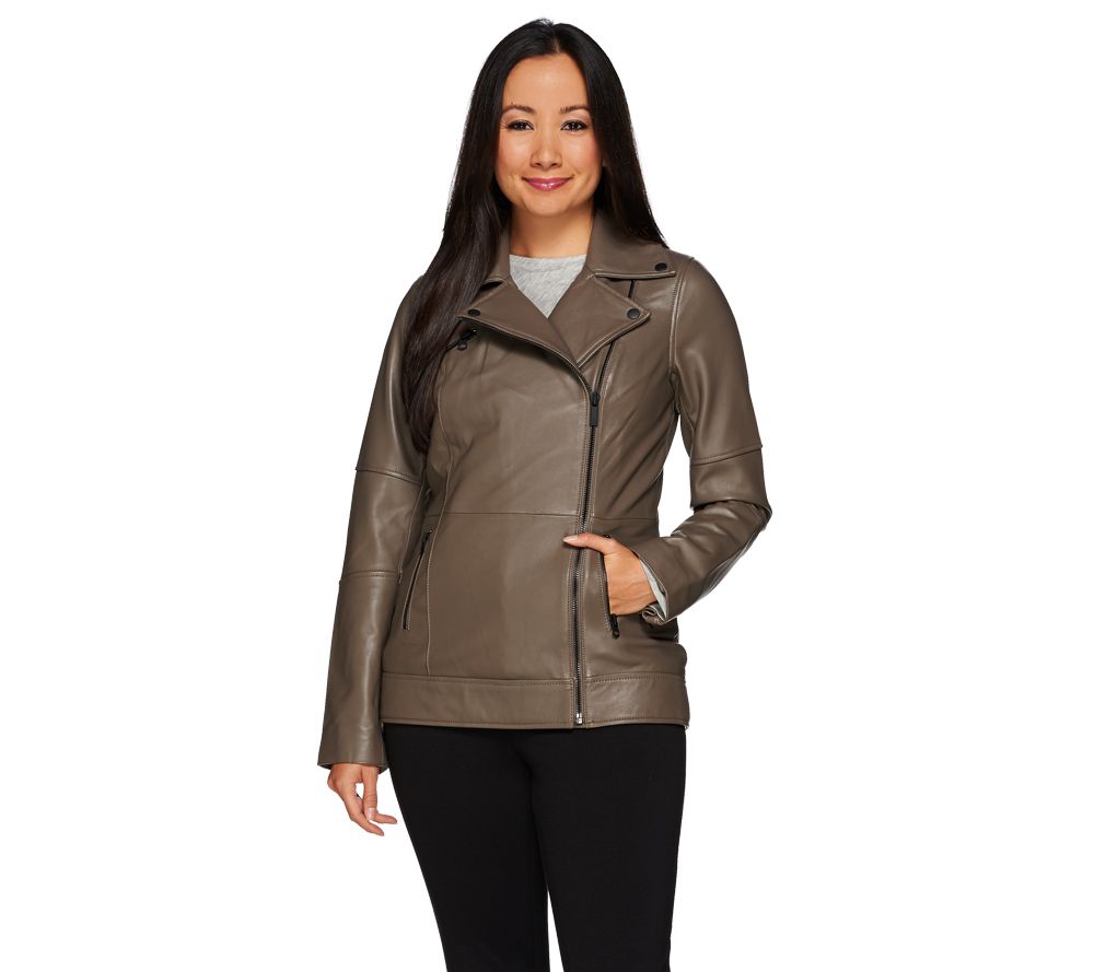 "As Is" G.I.L.I Elongated Leather Motorcycle Jacket - QVC.com