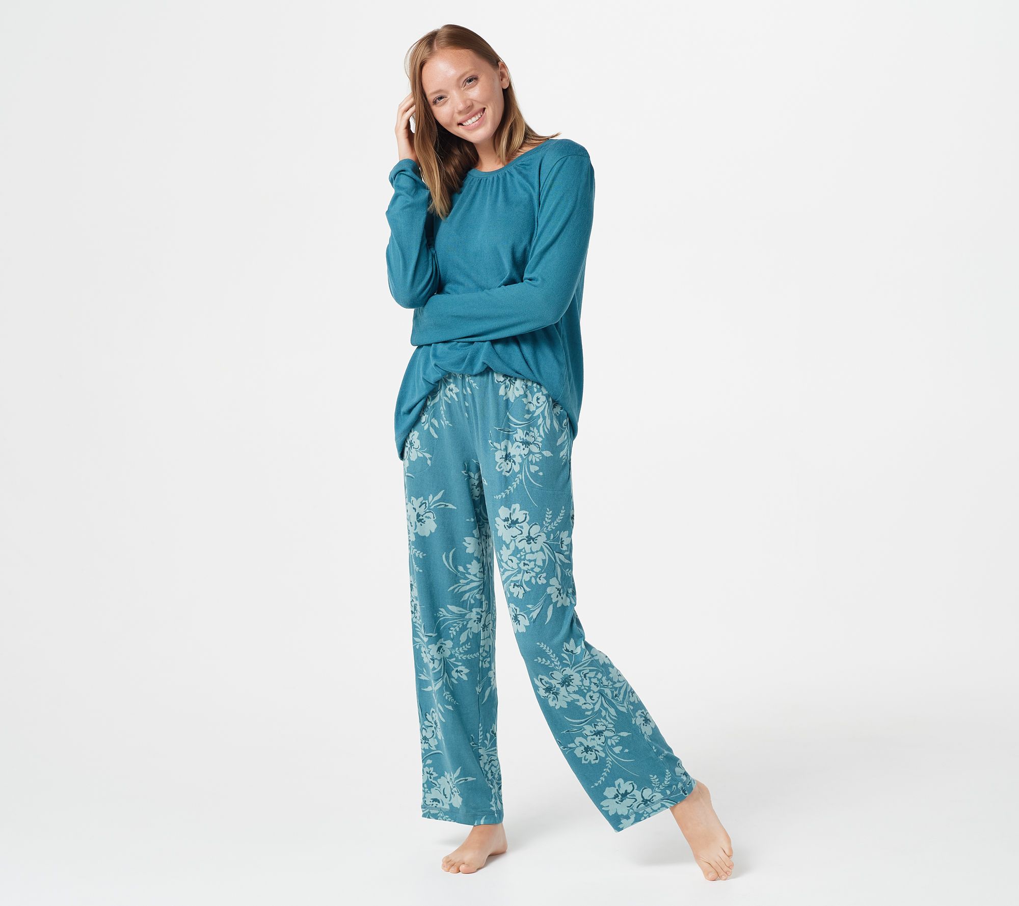 "As Is" Stan Herman Petite Brushed Sweater Knit Lounge Set - QVC.com