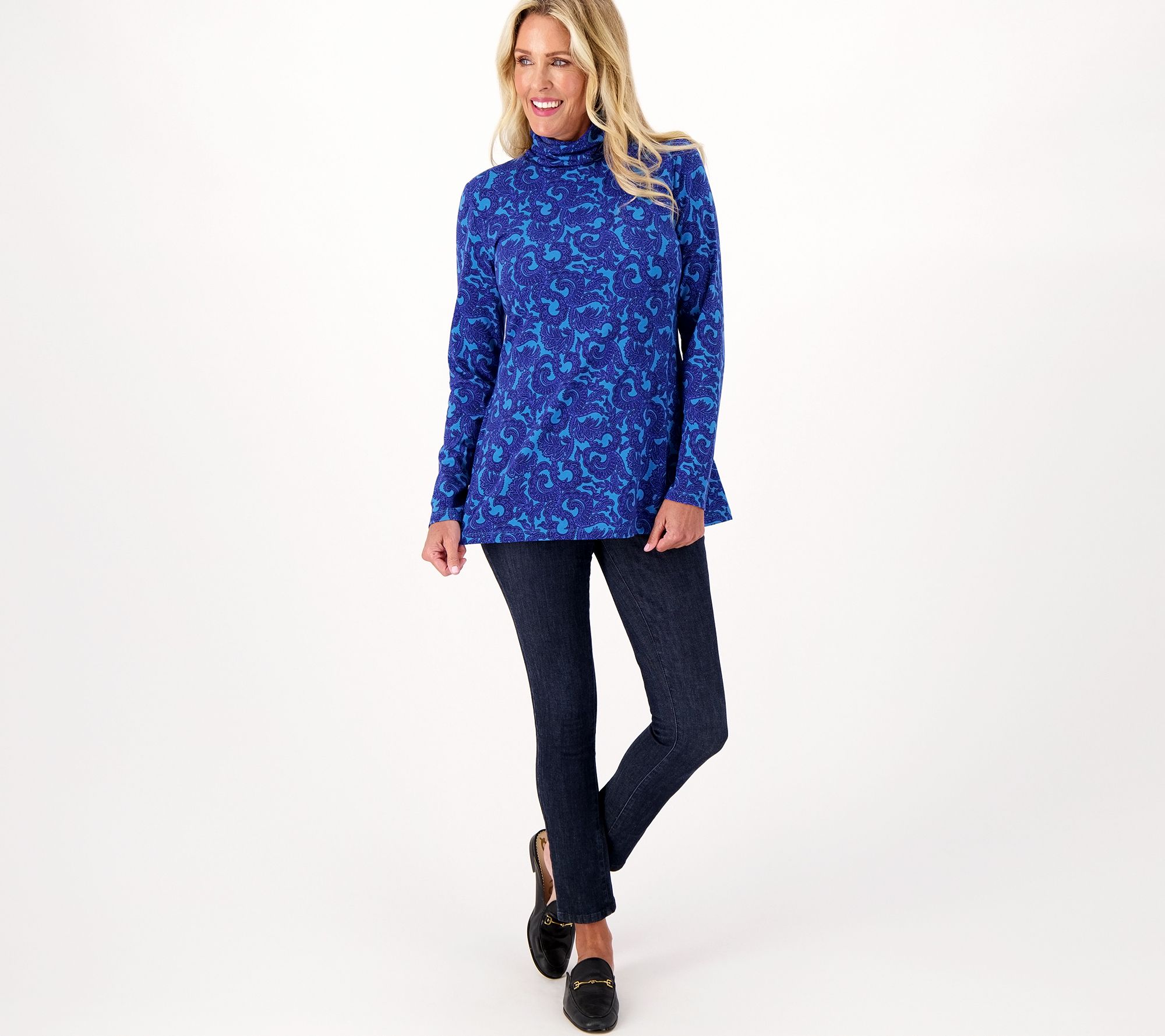 Isaac Mizrahi Live! Printed Turtleneck with Long Sleeves - QVC.com