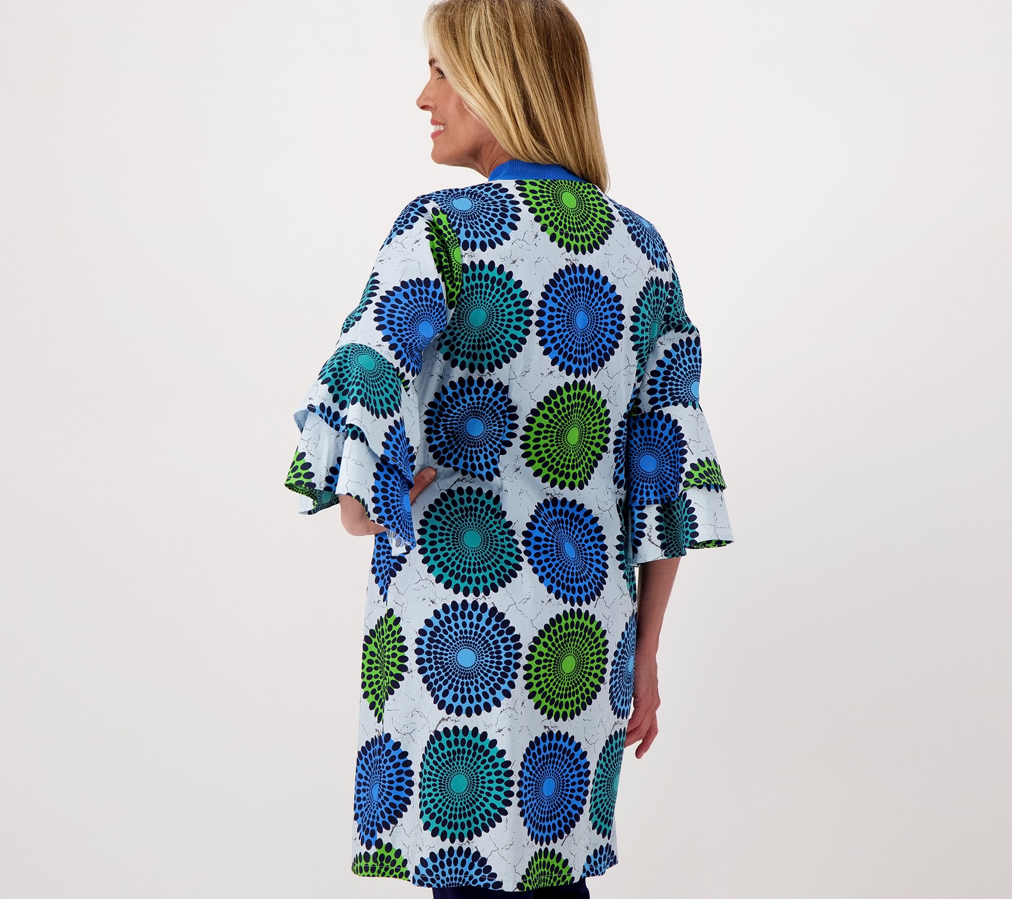 "As Is" Studio Park x Jayne Brown Medallion Print 3/4 Slv Woven Topper ...