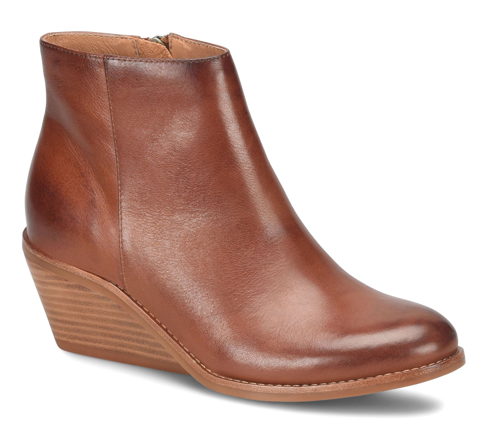Sofft Leather Sculpted Wedge Bootie - Nina - QVC.com