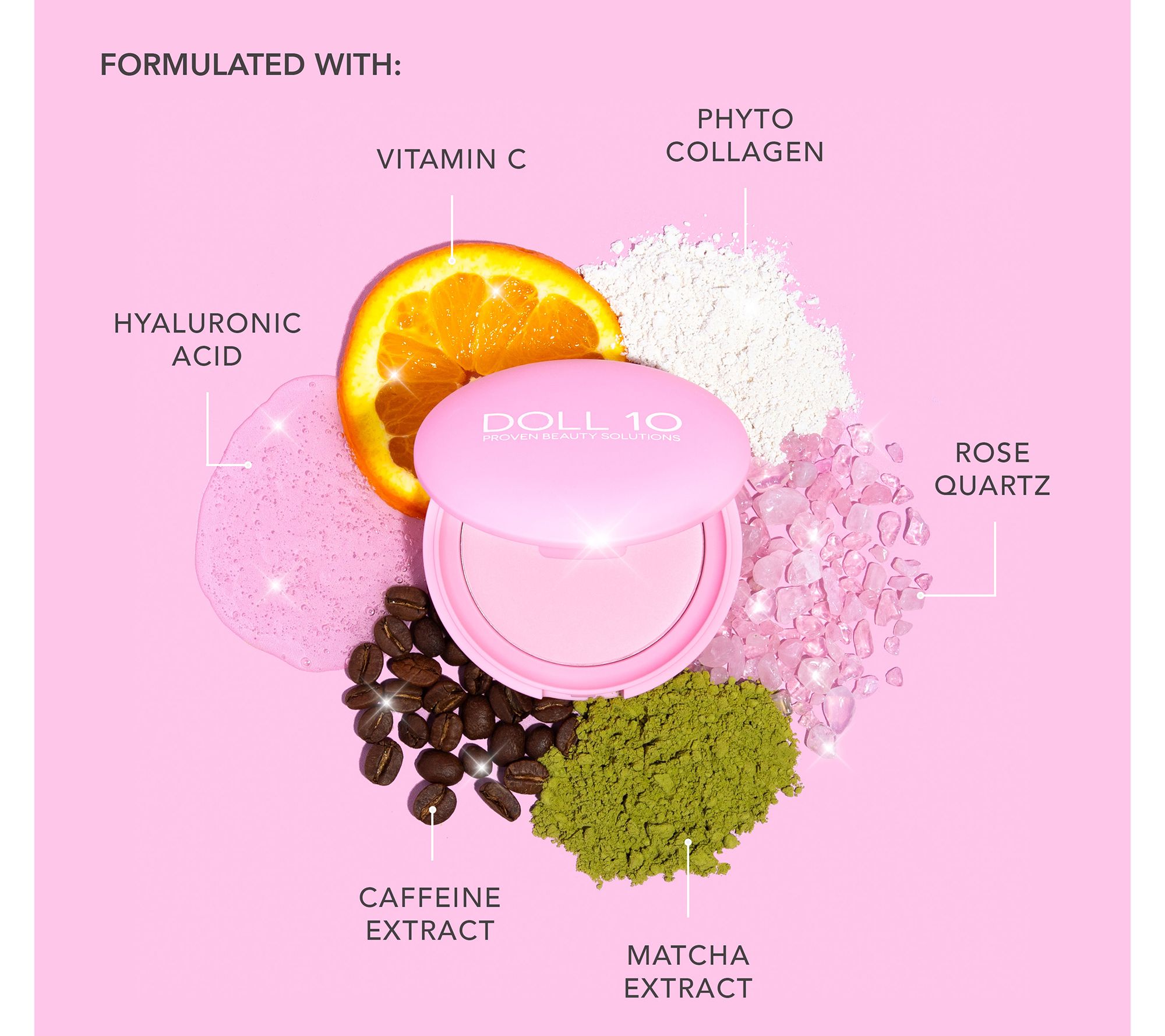 Doll 10 Pink Pressed Powder with Double-Ended Brush & Puff - QVC.com