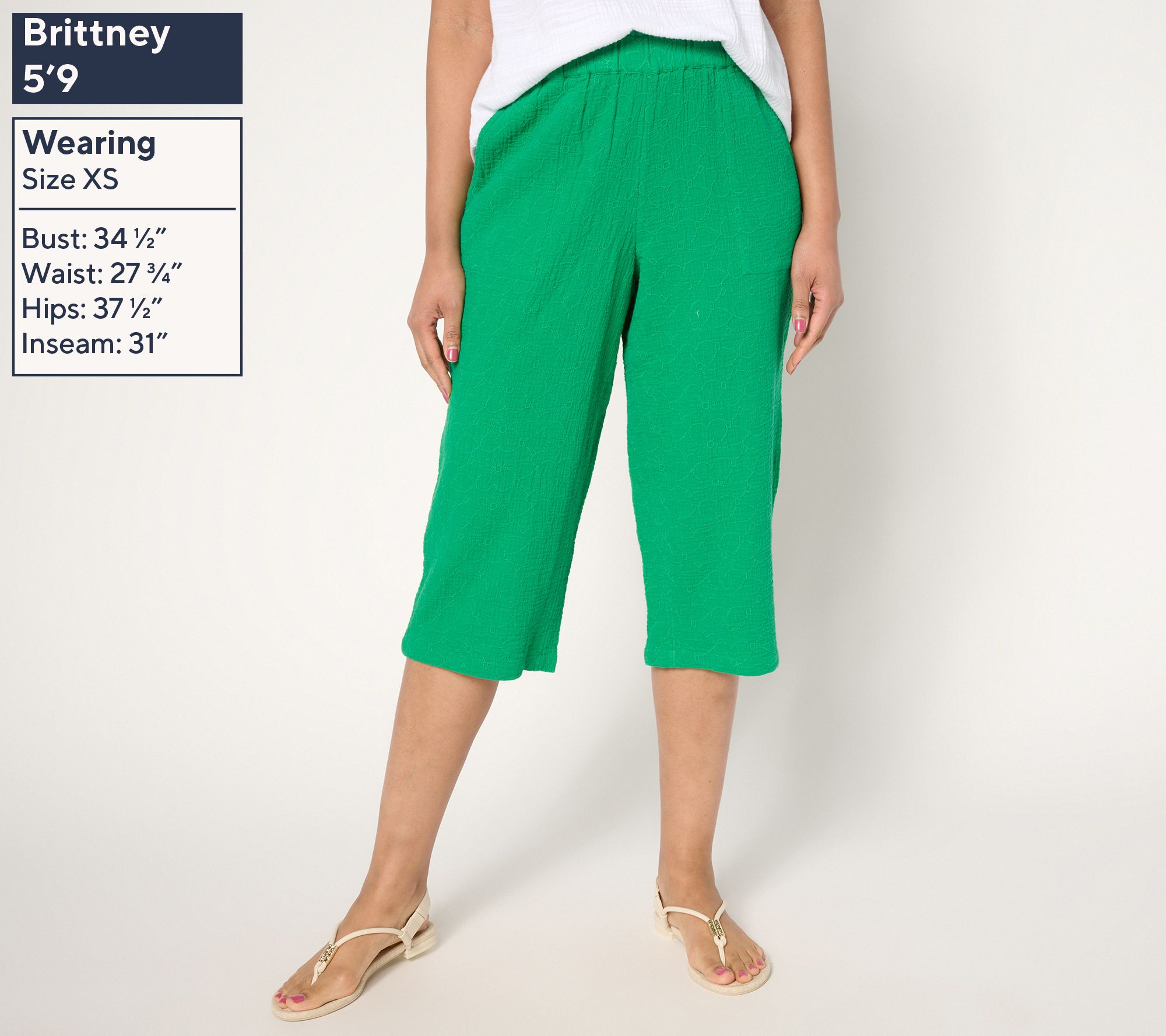 Denim & Co. Beach 100% Cotton Gauze Capri Pant - QVC.com