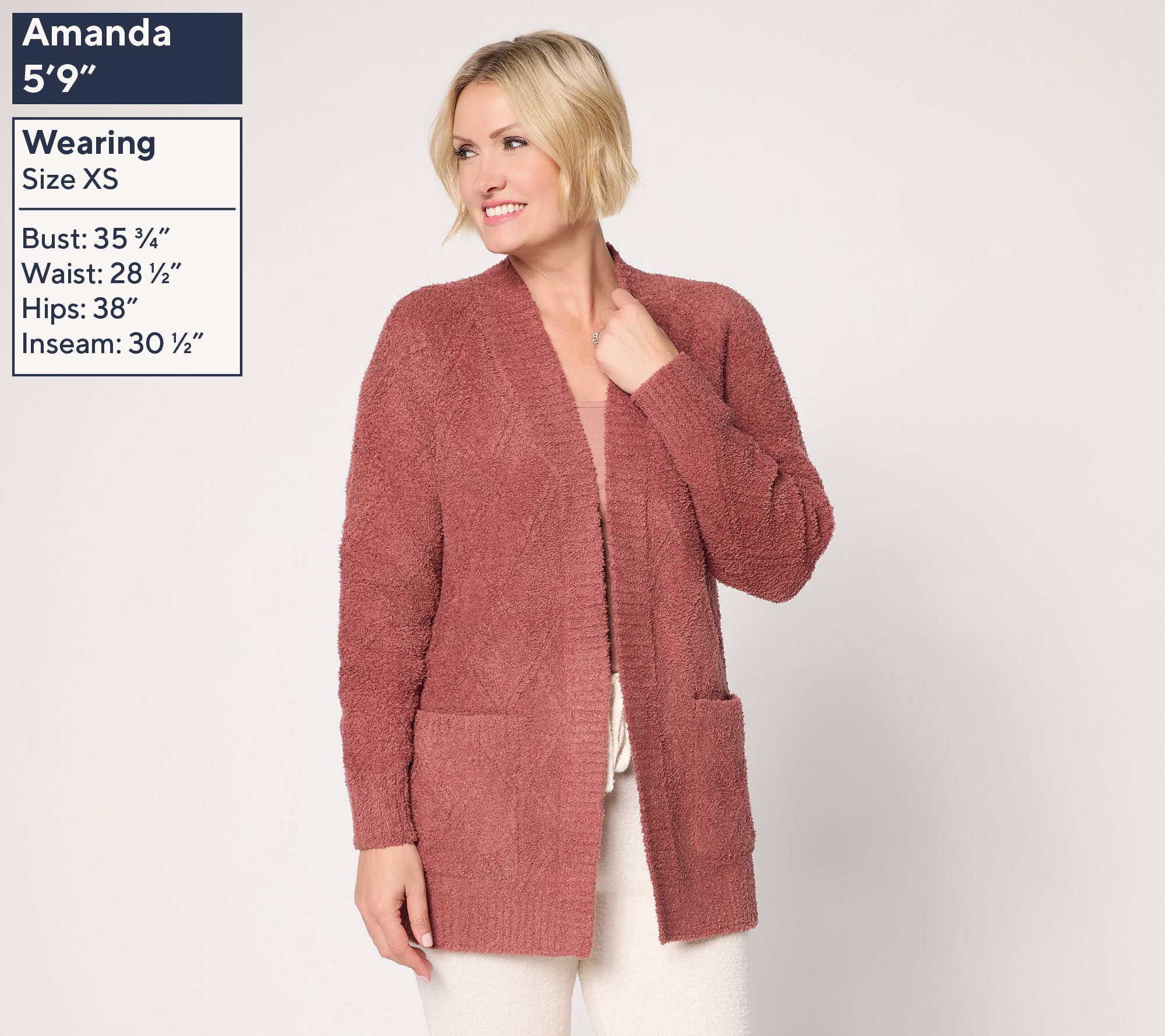 Barefoot Dreams CozyChic Diamond Cable Cardigan - QVC.com