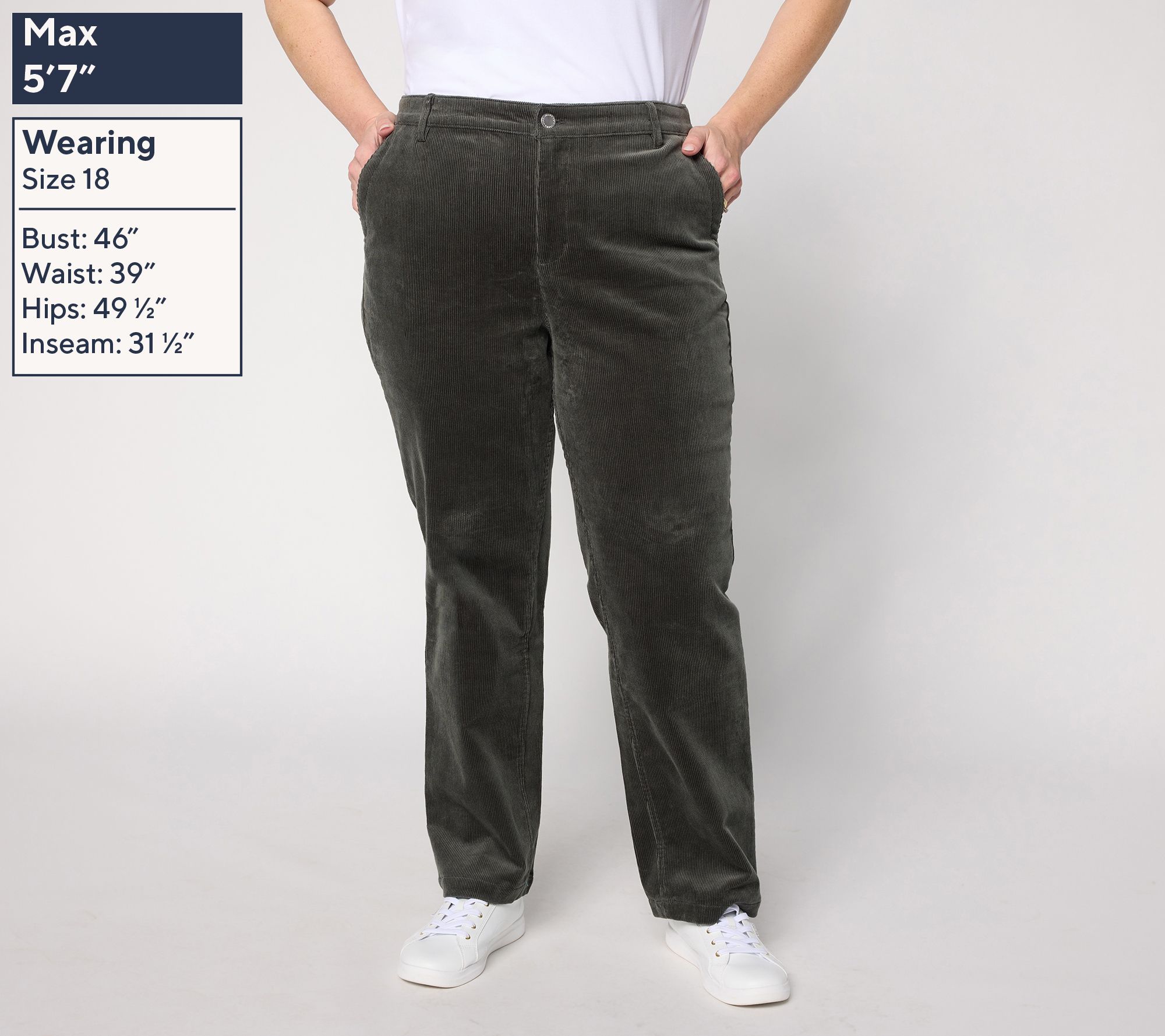 Joan Rivers Regular Stretch Corduroy Straight Leg Pants - QVC.com