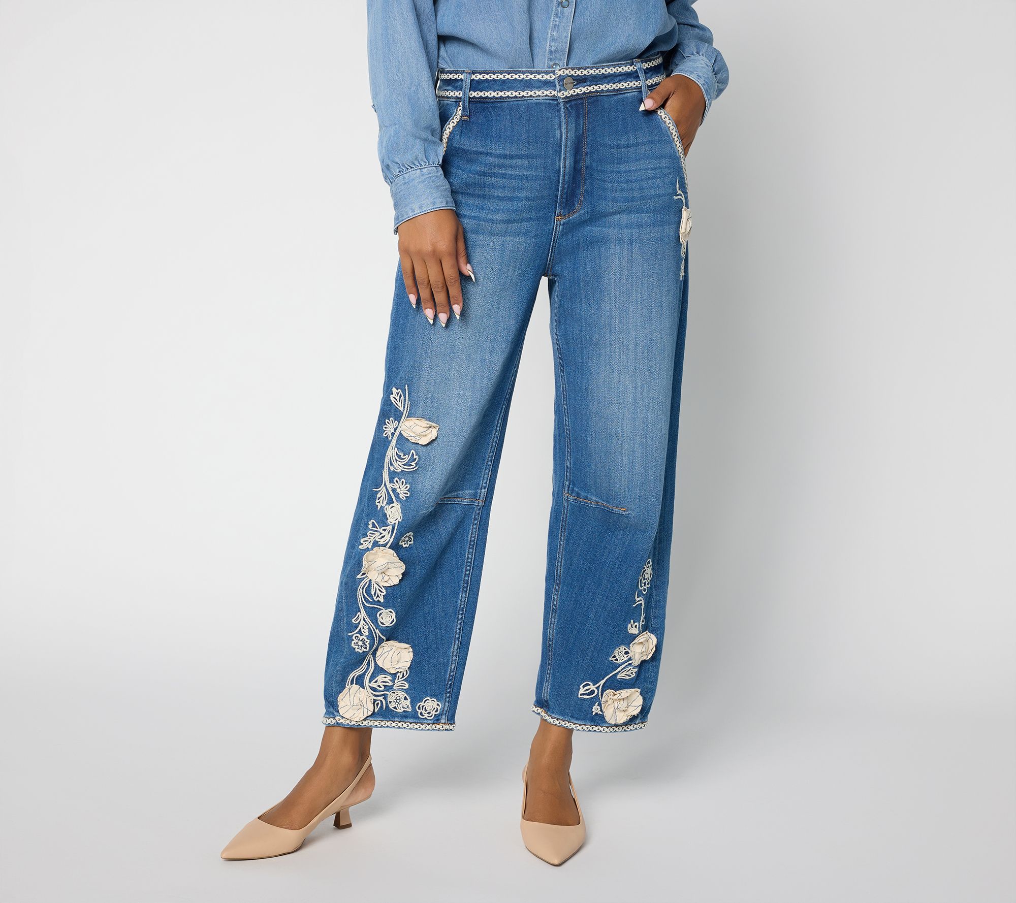 Driftwood Jeans Barbie Barrel Jeans - Ravishing Rosettes - QVC.com