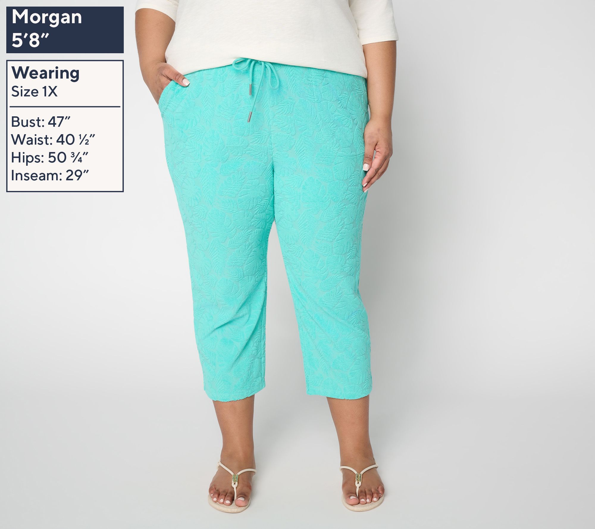 Denim & Co. Beach Petite Towel Terry Crop Pants - QVC.com
