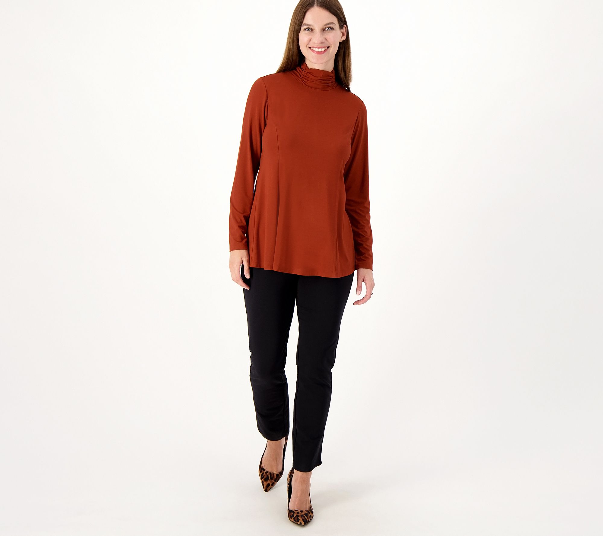 Susan Graver Weekend Essentials Cool Touch Fit&Flare Mock-Neck Tunic ...