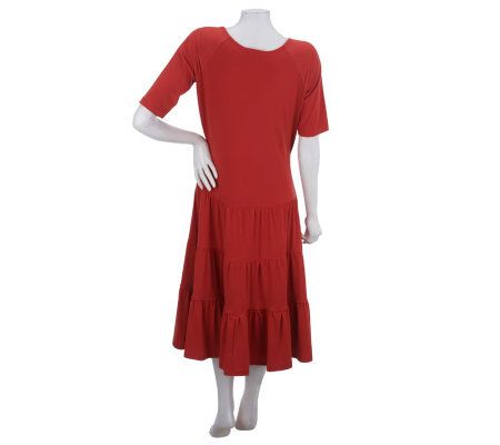 George Simonton Short Sleeve Tiered Dress with Seam Detail - QVC.com