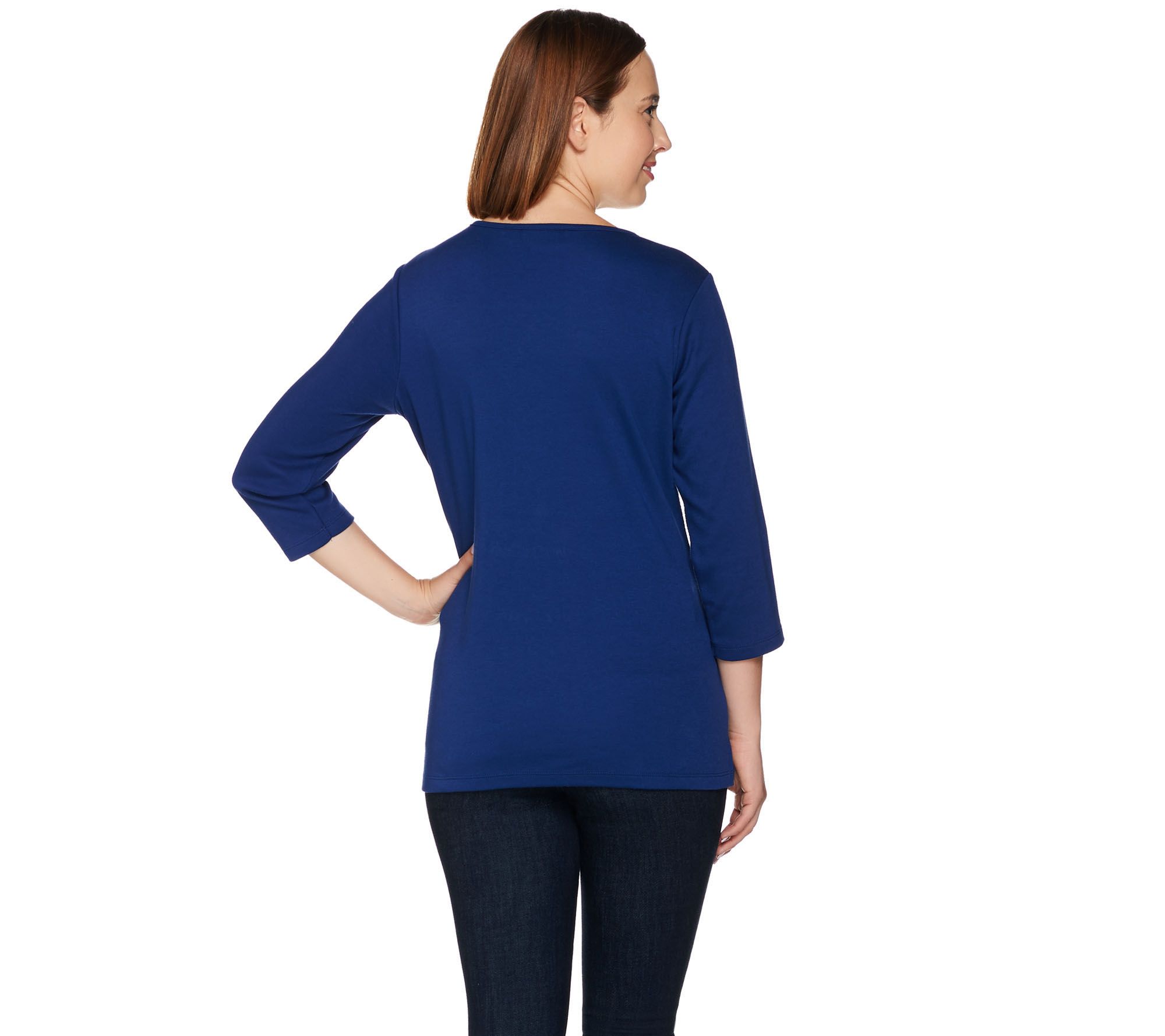 Quacker Factory Fall Scenes Embroidered 3/4 Sleeve T-shirt - QVC.com