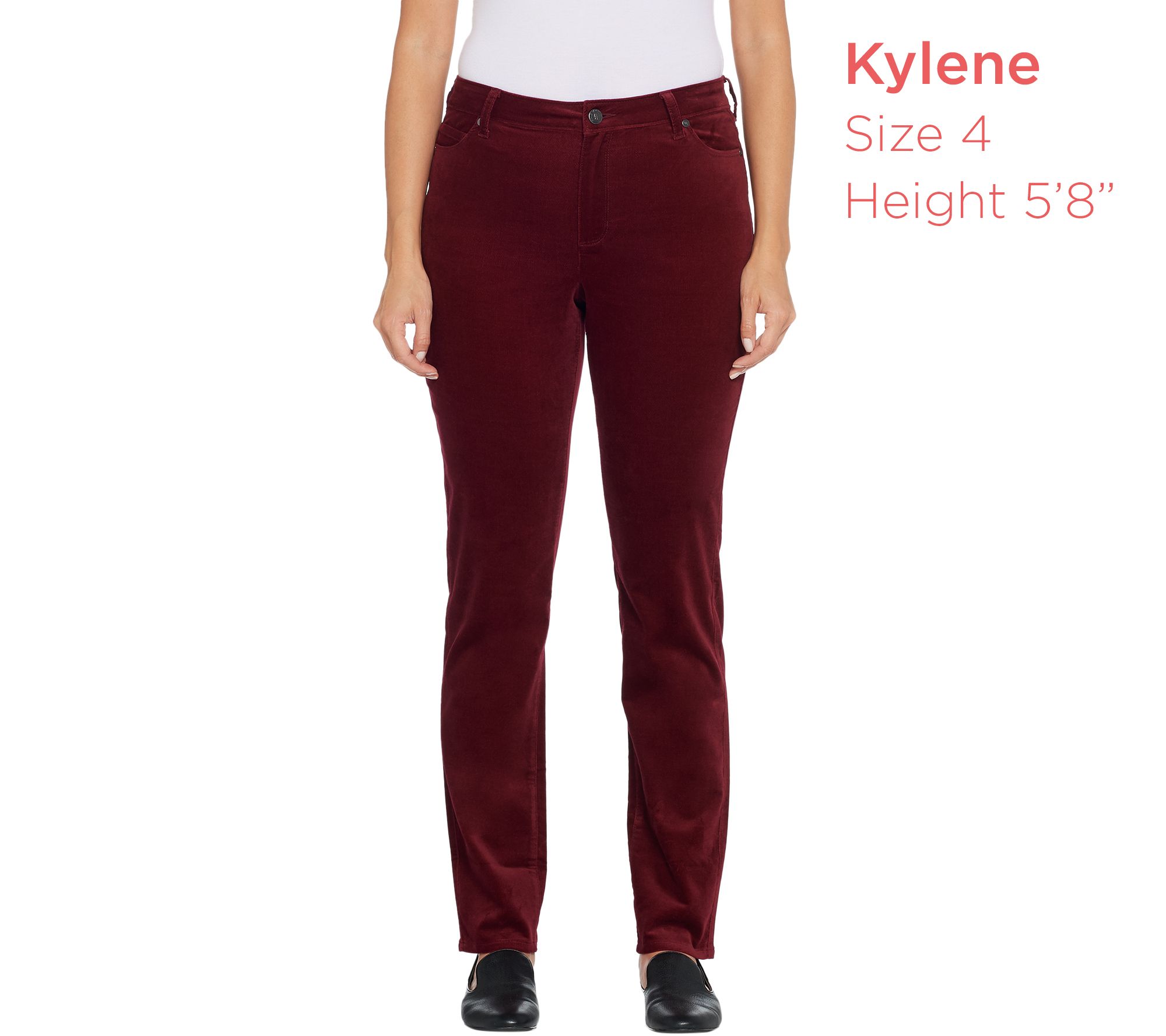 "As Is" Dennis Basso Stretch Velveteen Straight Leg Zip-Front Pants ...