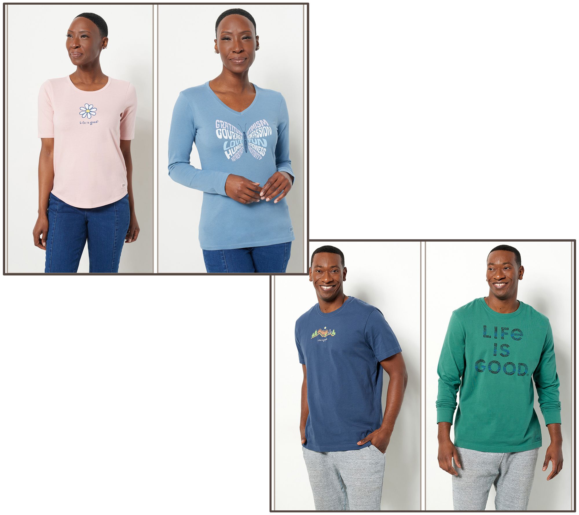 Life is Good Set of Two Short Sleeve and Long Sleeve Tops - QVC.com