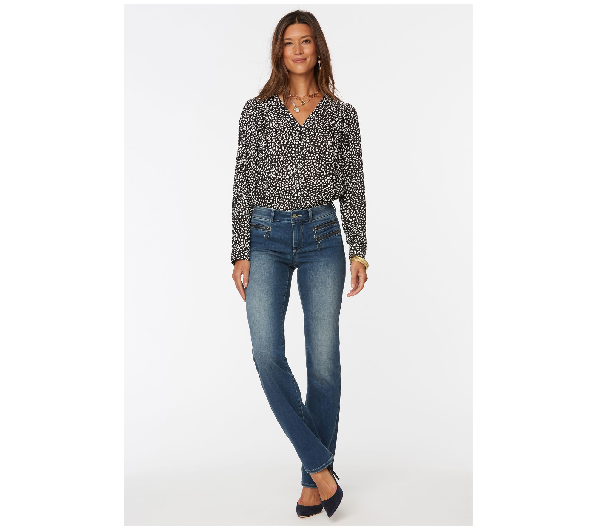 NYDJ Marilyn Straight Jeans with Zipper Detail - QVC.com