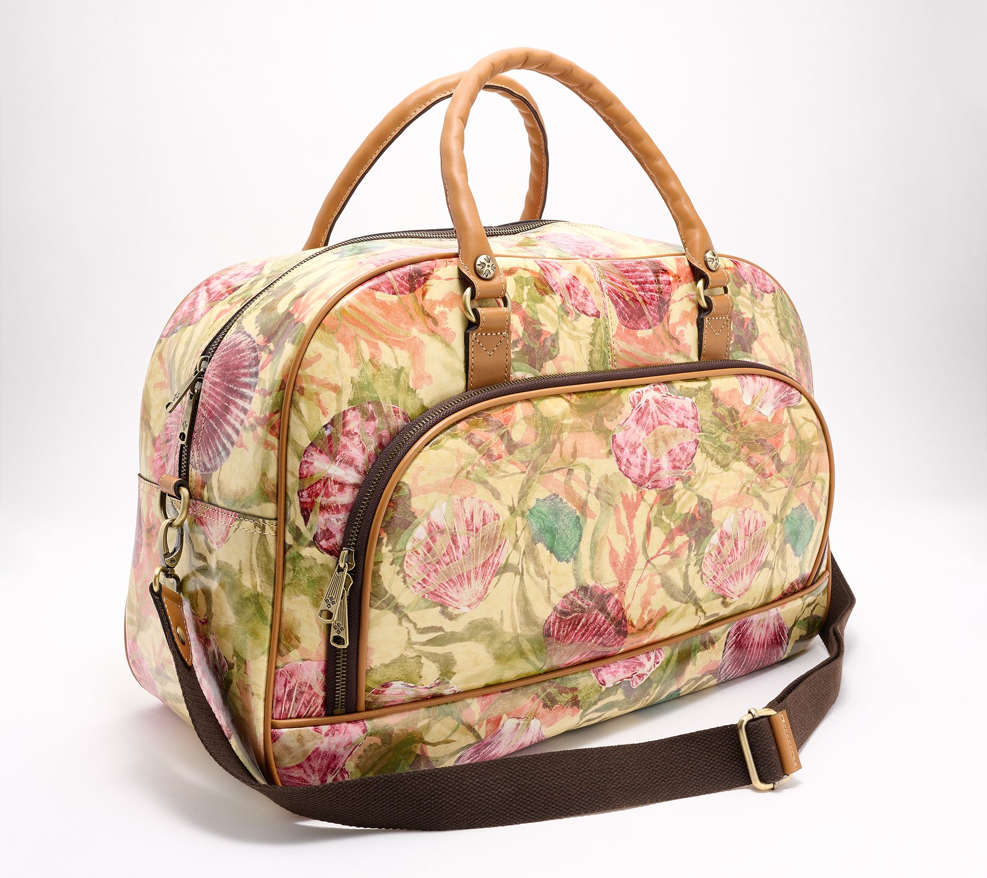 "As Is" Patricia Nash Leather Gonnesa Weekender with Crossbody Strap - QVC.com