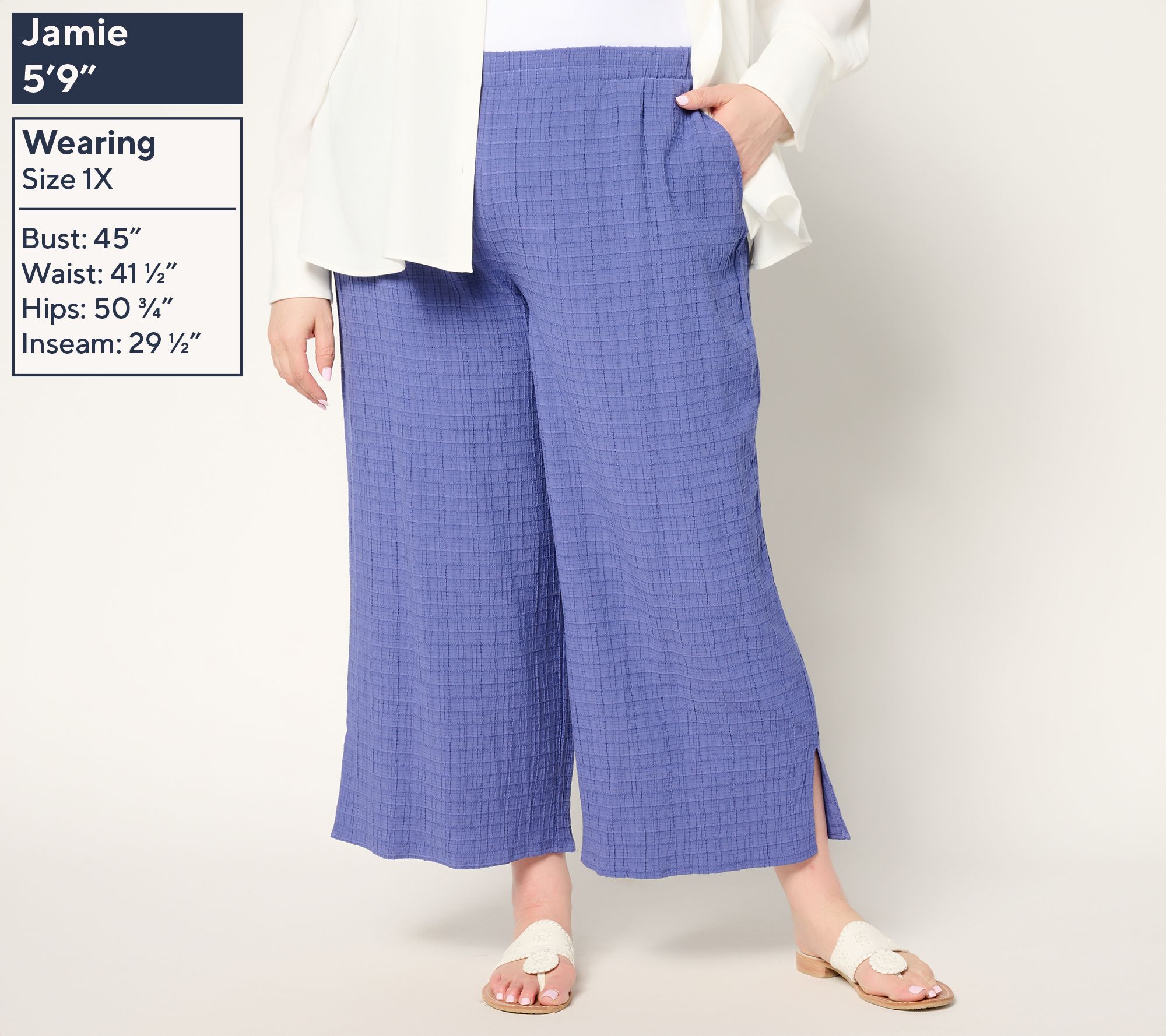 Joan Rivers Petite Textured Crop Pants with Side Slits - QVC.com