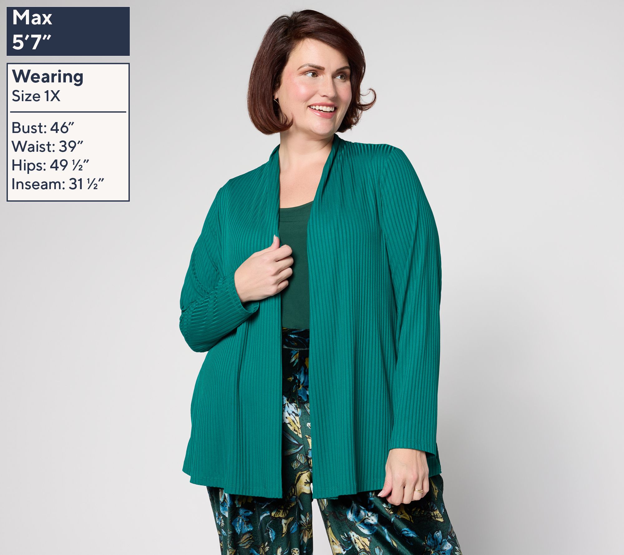 Susan Graver Ribbed Liquid Knit Cardigan with Pockets - QVC.com