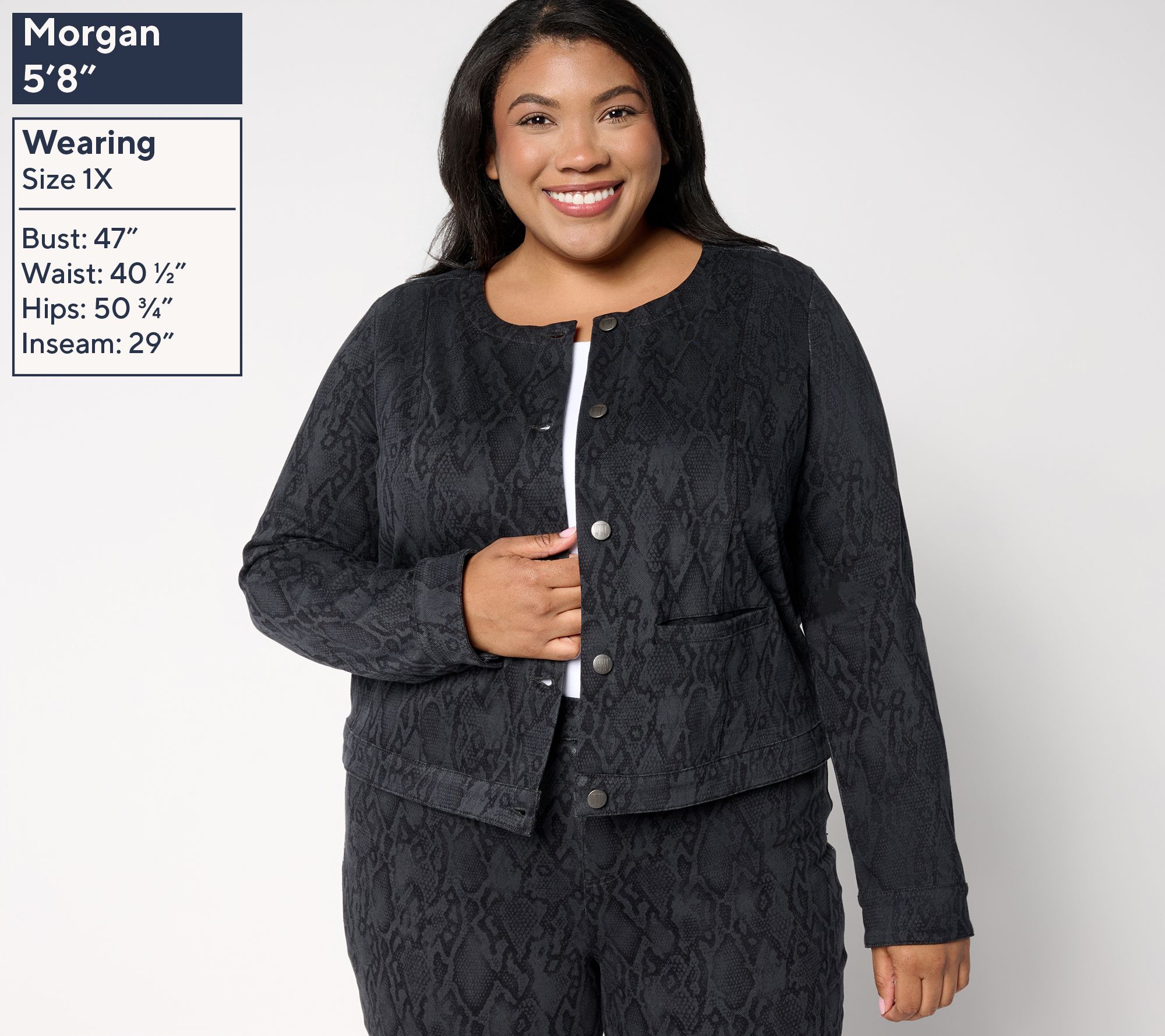 Women with Control Printed Prime Stretch Denim Diva Jacket - QVC.com