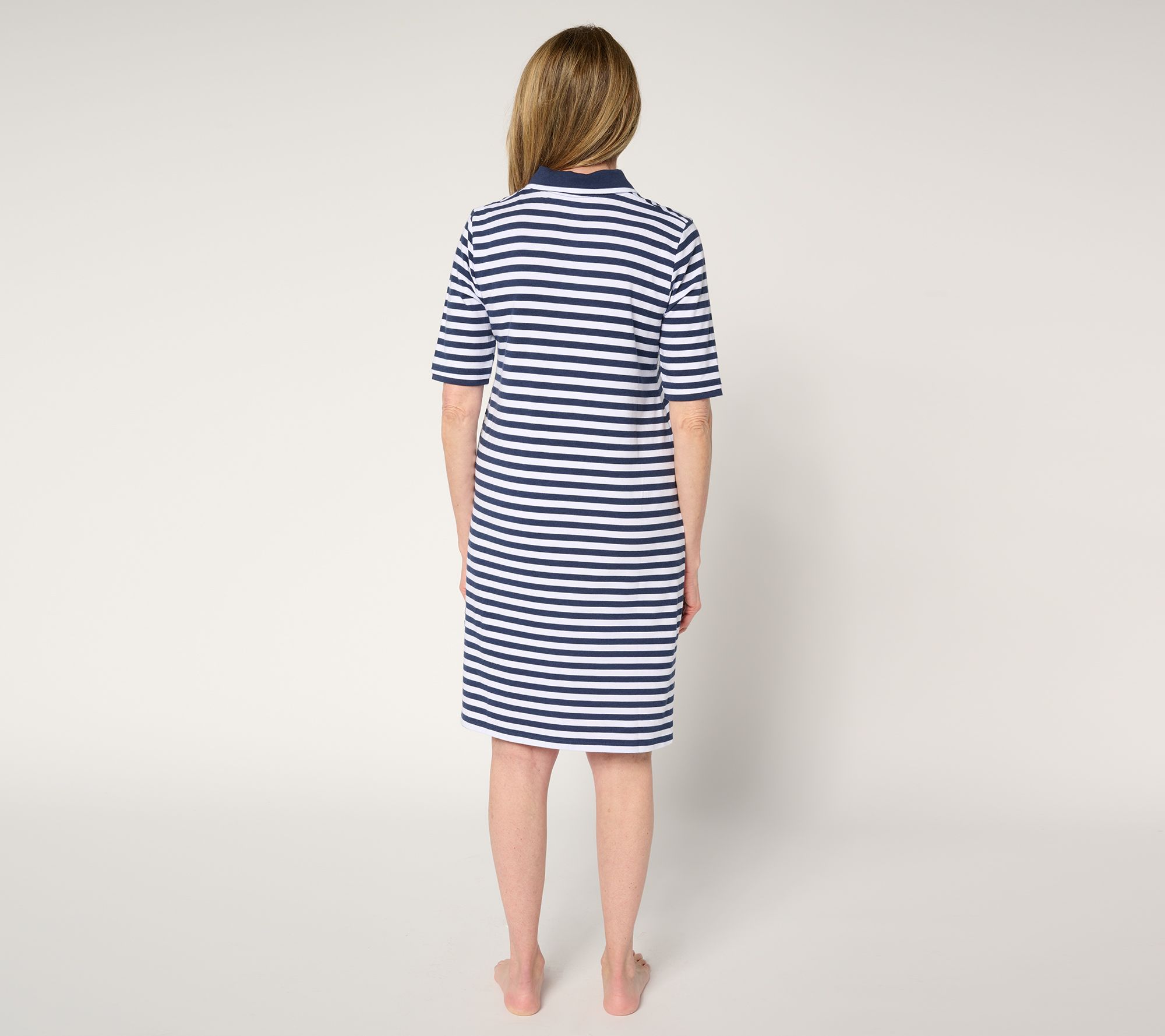 "As Is" Cuddl Duds Cottonwear+ Collared Lounge Dress - QVC.com