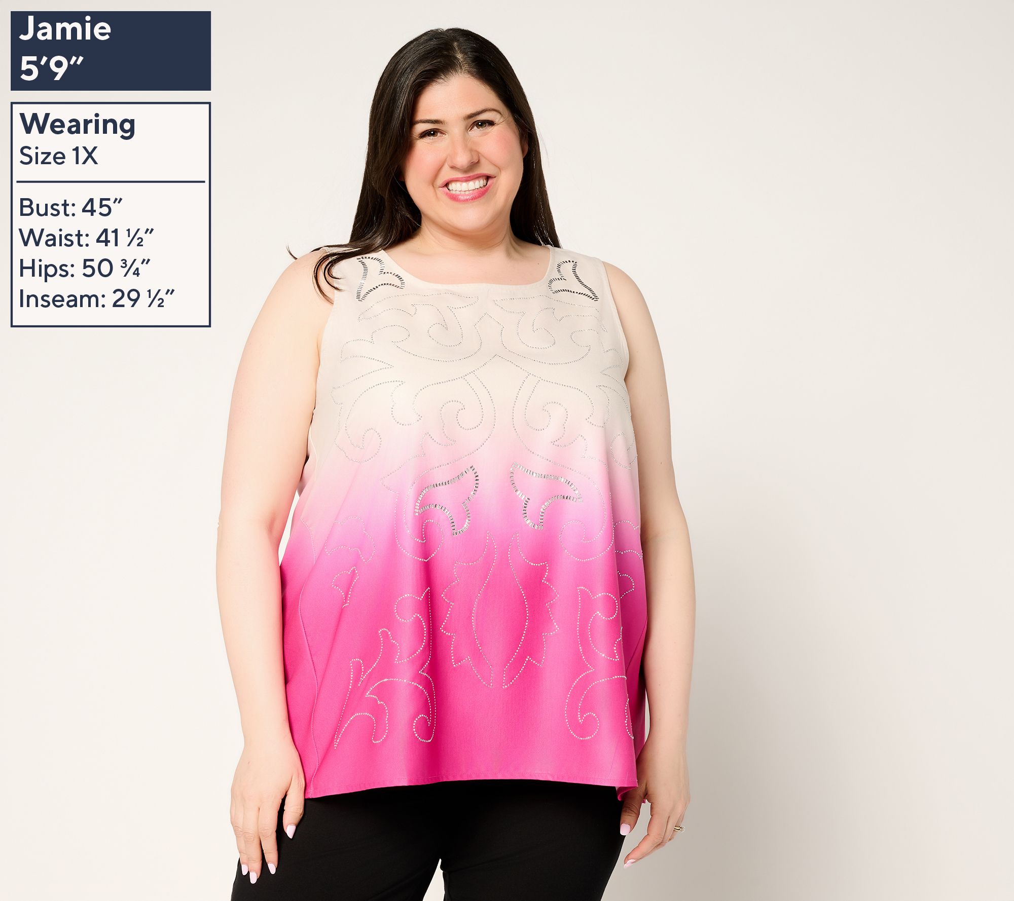 "As Is" Susan Graver Artisan Beaded Ombre Georgette High Low Hem Top - QVC.com