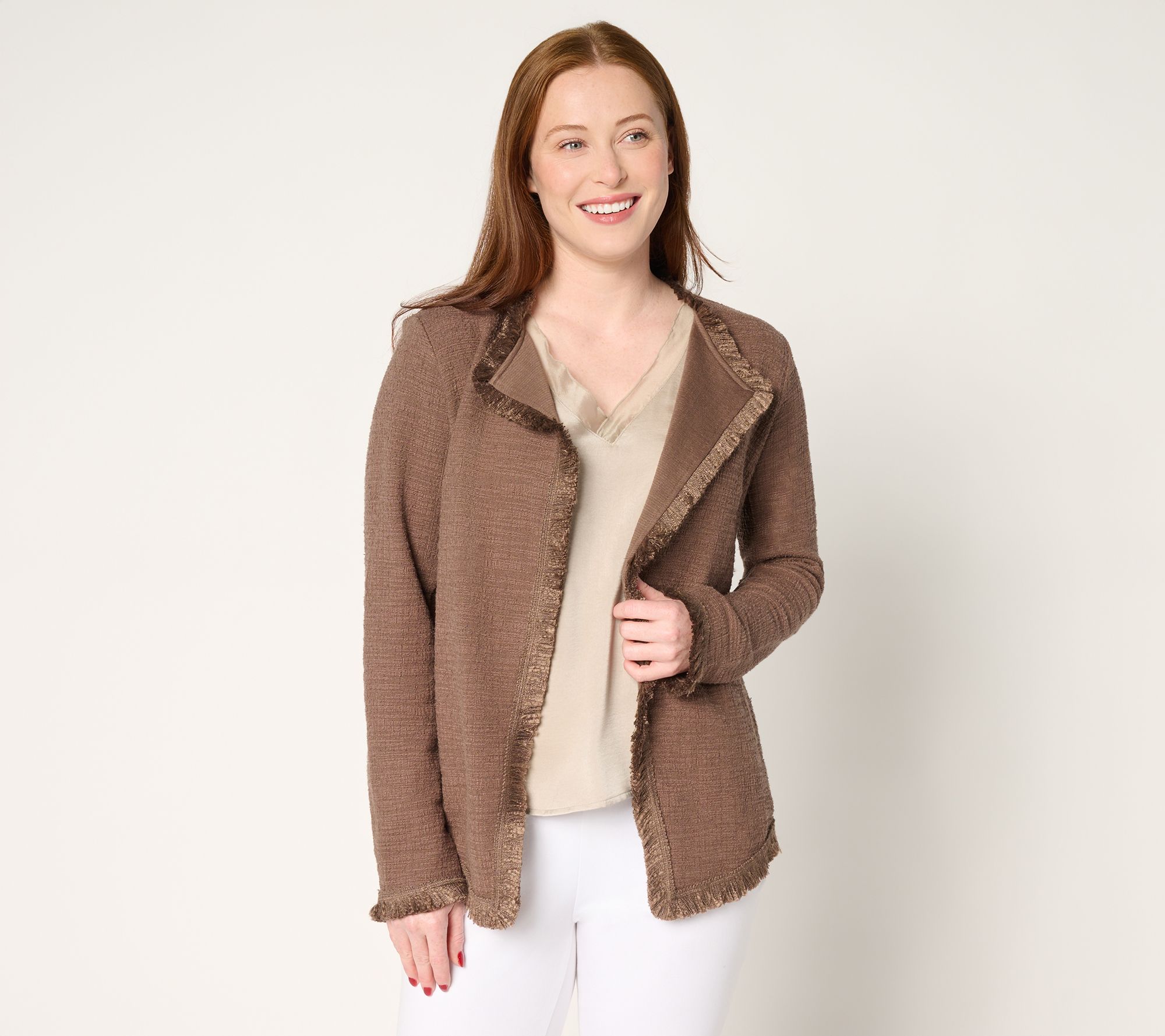 "As Is" Belle by Kim Gravel Fringe Benefit Tweed Jacket - QVC.com