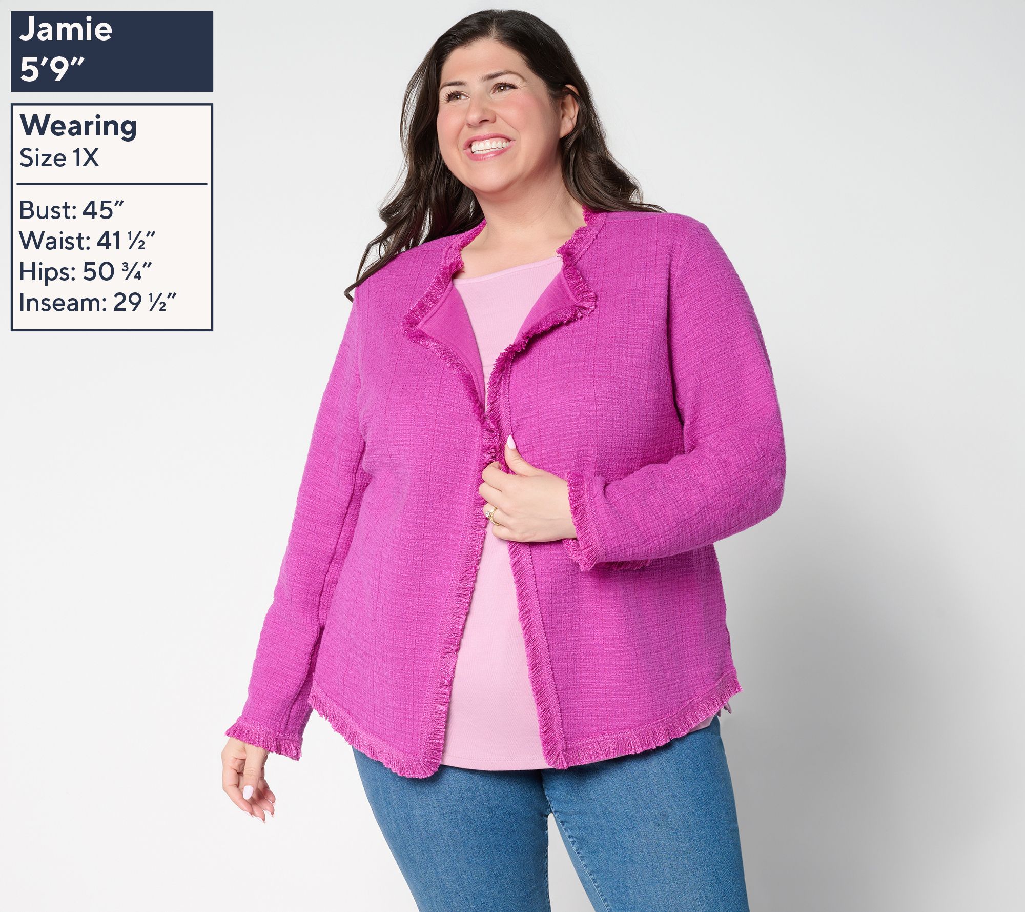 "As Is" Belle by Kim Gravel Fringe Benefit Tweed Jacket - QVC.com