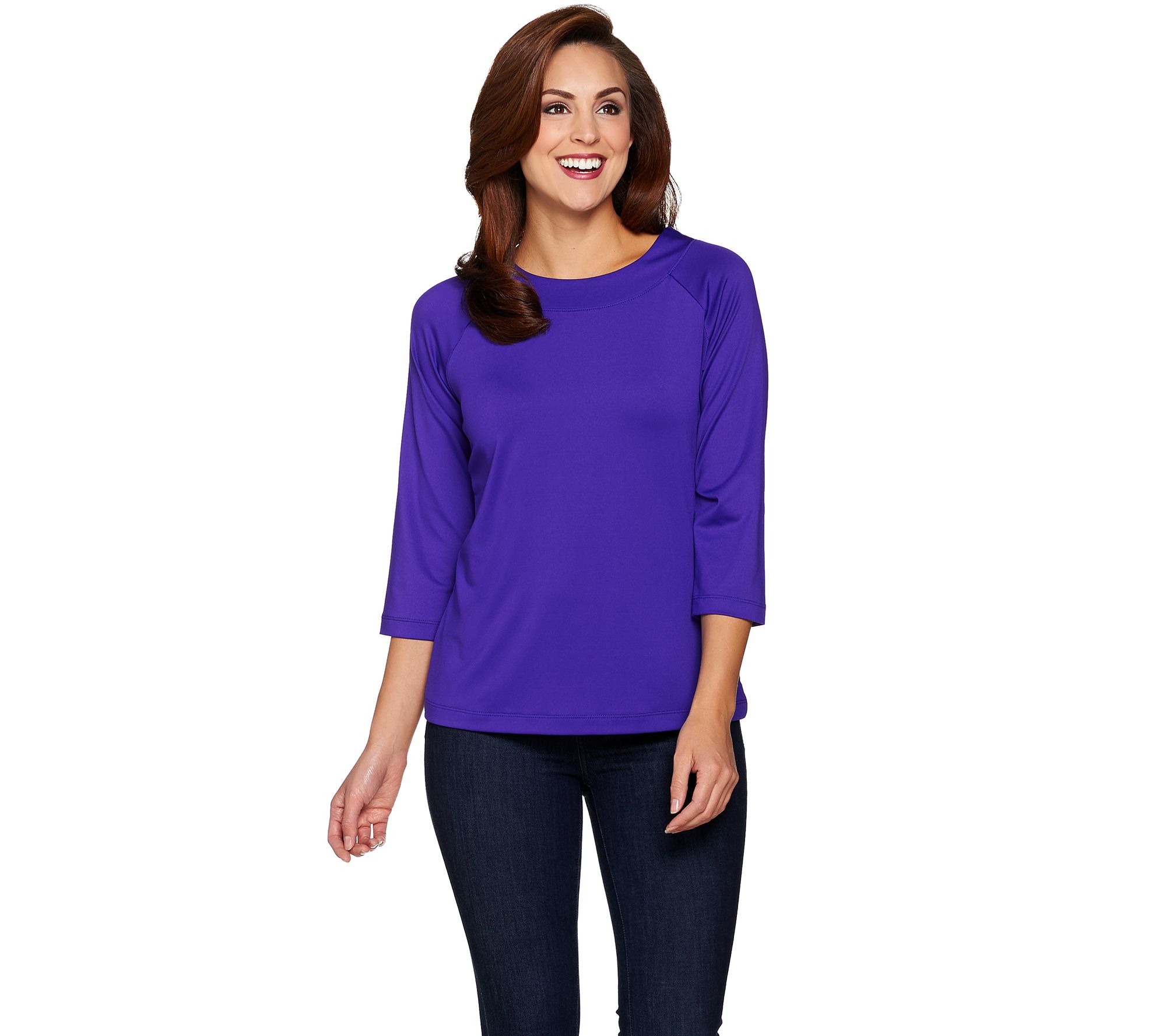 Susan Graver Essentials Butterknit Bateau Neck 34 Sleeve Top