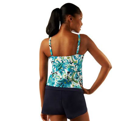 Ocean Dream Signature Faux Layer Tankini with Tricot Shorts - QVC.com