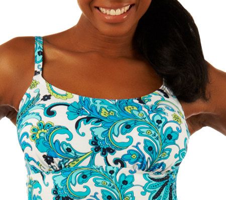 Ocean Dream Signature Faux Layer Tankini with Tricot Shorts - QVC.com
