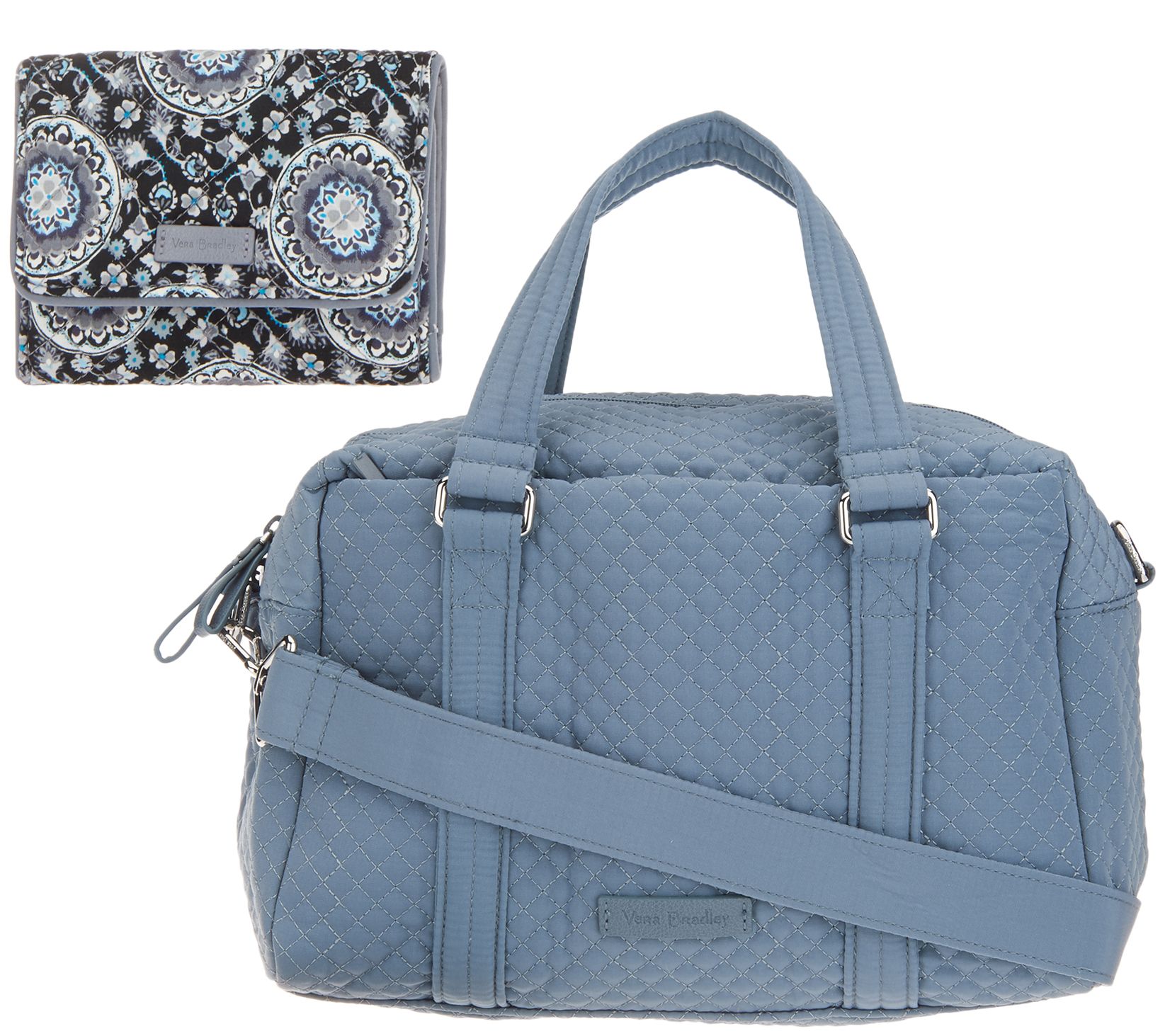 Vera Bradley Microfiber 100 Handbag with RFID Riley Compact Wallet ...