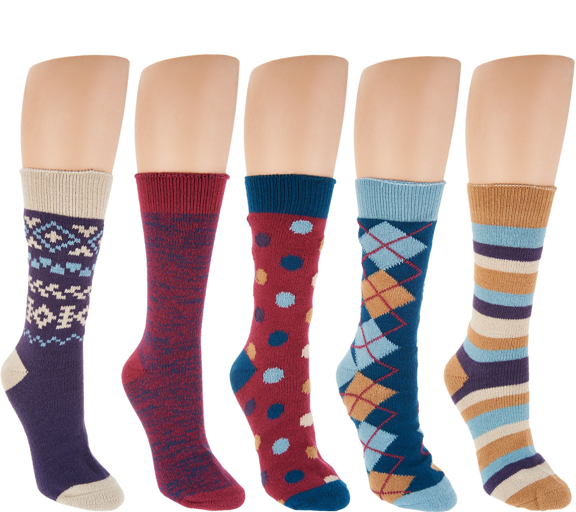 "As Is" MUK LUKS Microfiber Boot Socks Set of 5 - QVC.com