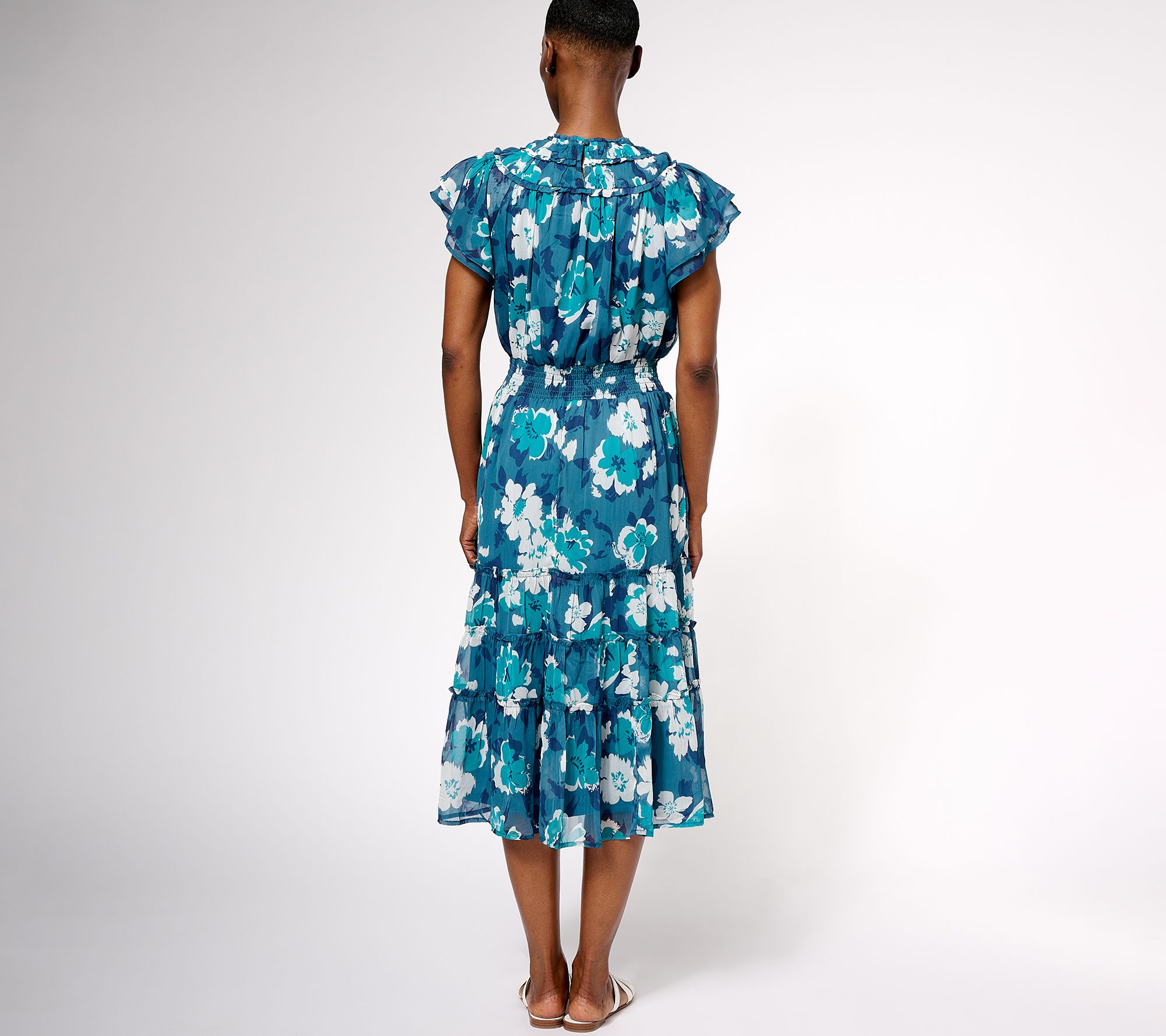 "As Is" Destination 365 Regular Short Sleeve Printed Midi Dress - QVC.com