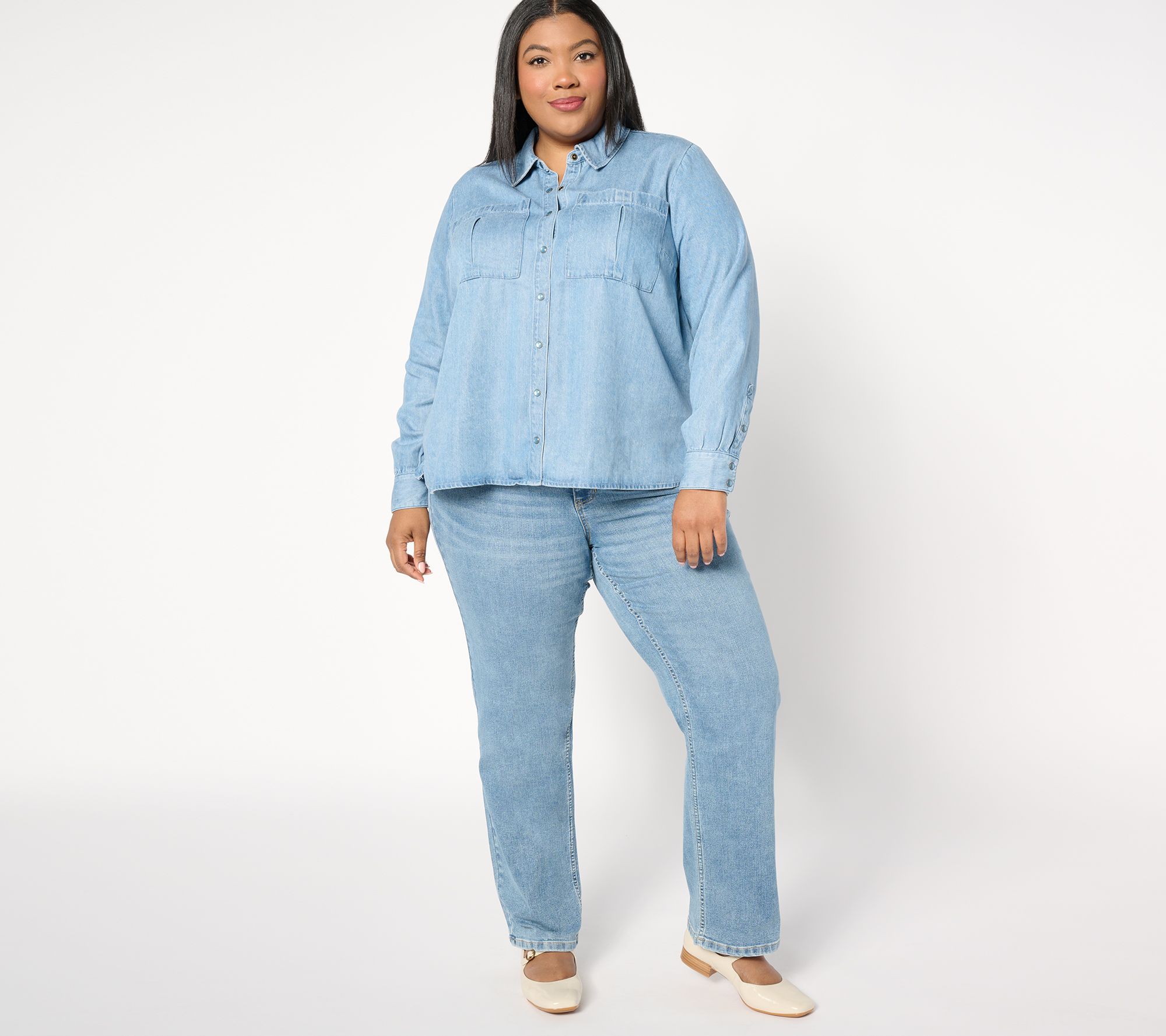 Me by Jennie Garth Dorian Indigo Denim Shirt - QVC.com