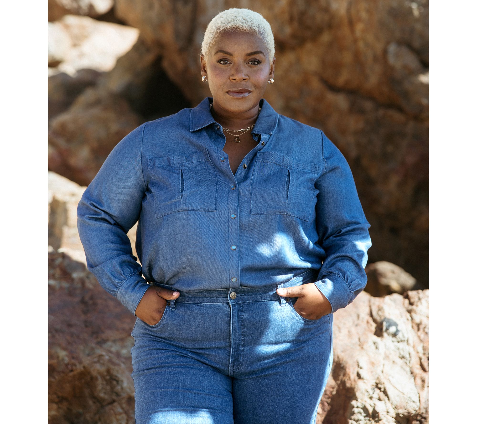 Me by Jennie Garth Dorian Indigo Denim Shirt - QVC.com