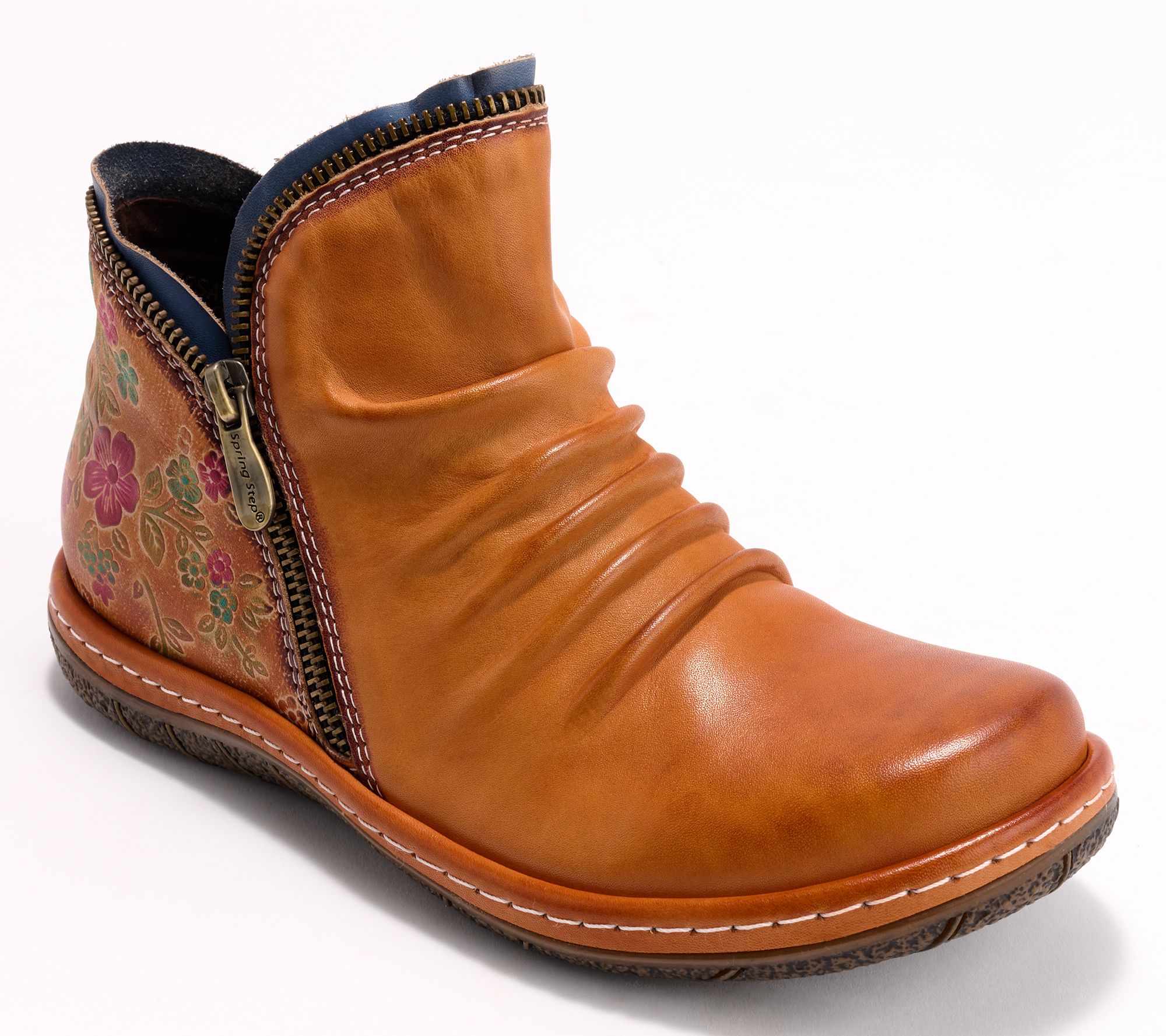 L'Artiste by Spring Step Leather Ankle Boots - Cheasapeake - QVC.com
