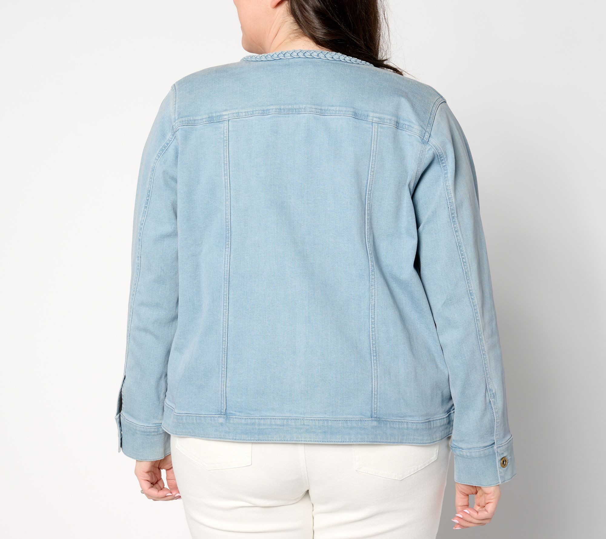 "As Is" Destination 365 Denim Jacket with Braided Trim- Indigo - QVC.com