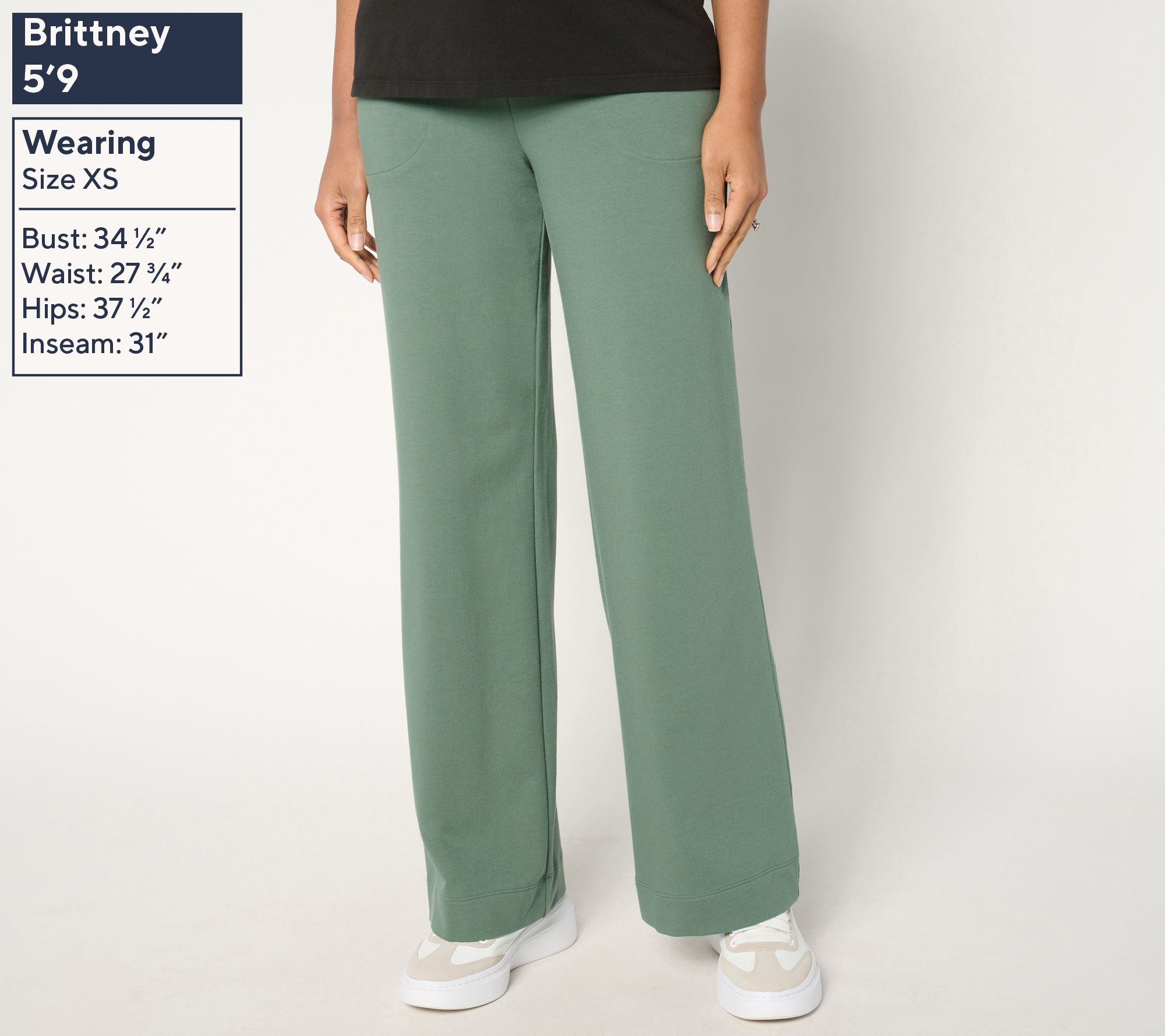 Denim & Co. Active French Terry Full Length Wide Leg Pant - QVC.com