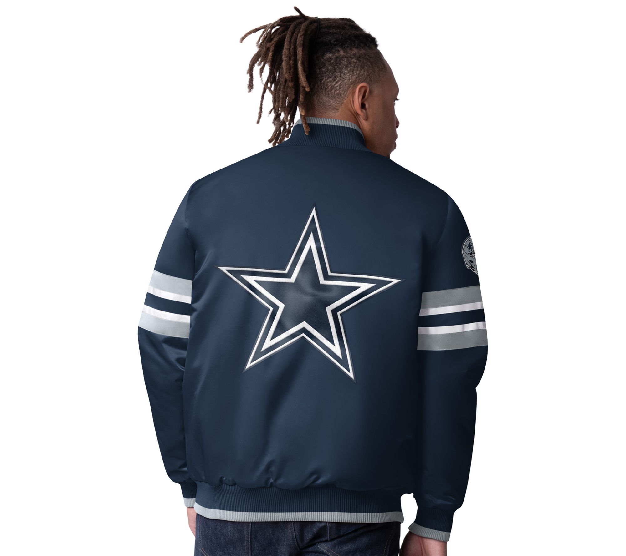 "As Is" NFL Dallas Starter Satin Twill Snap Front Jacket - QVC.com