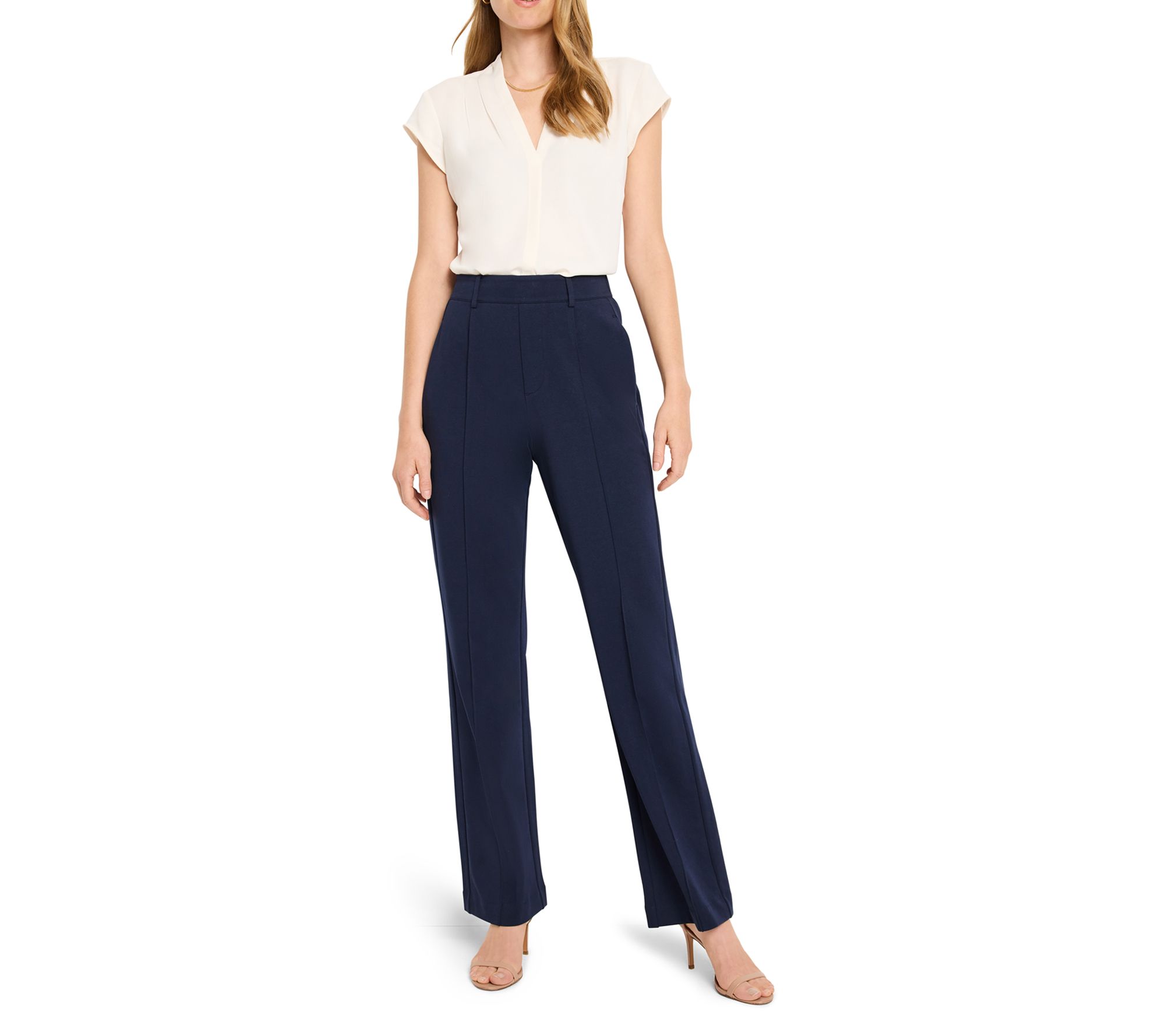 NIC+ZOE 31" Knit Wide Leg Pleated Pant - QVC.com