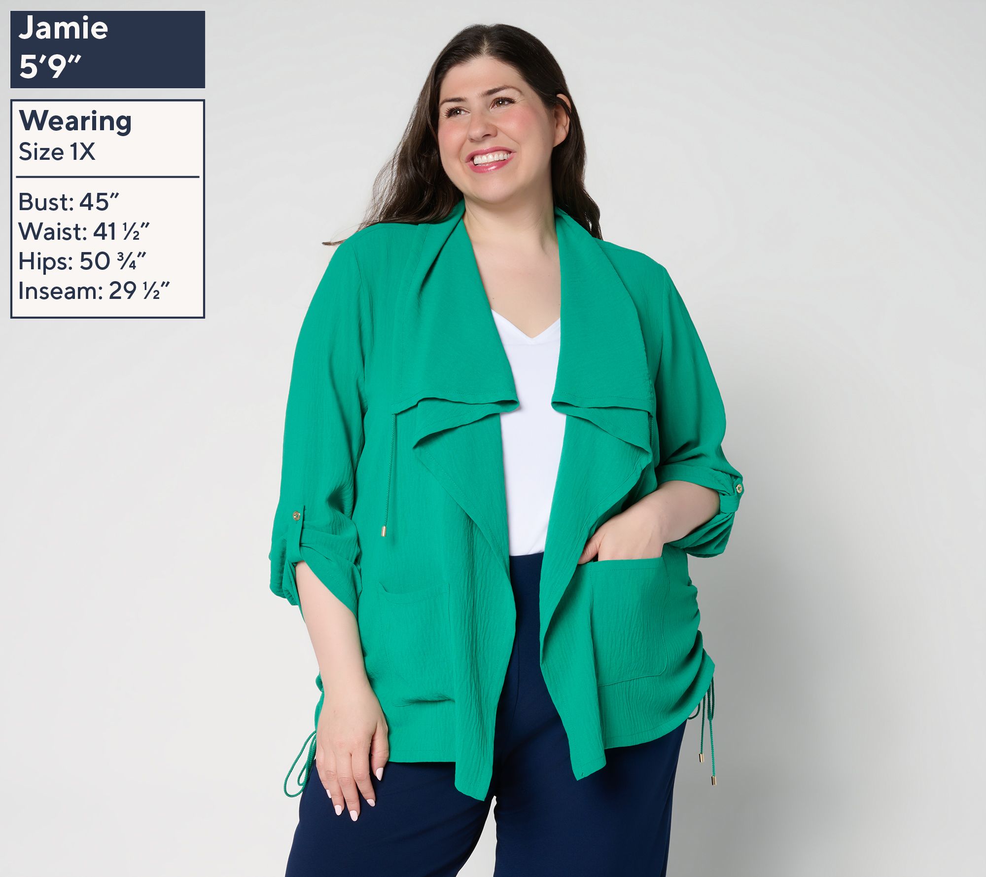 Susan Graver Petite Crinkled Woven Drape Front Cardigan - QVC.com