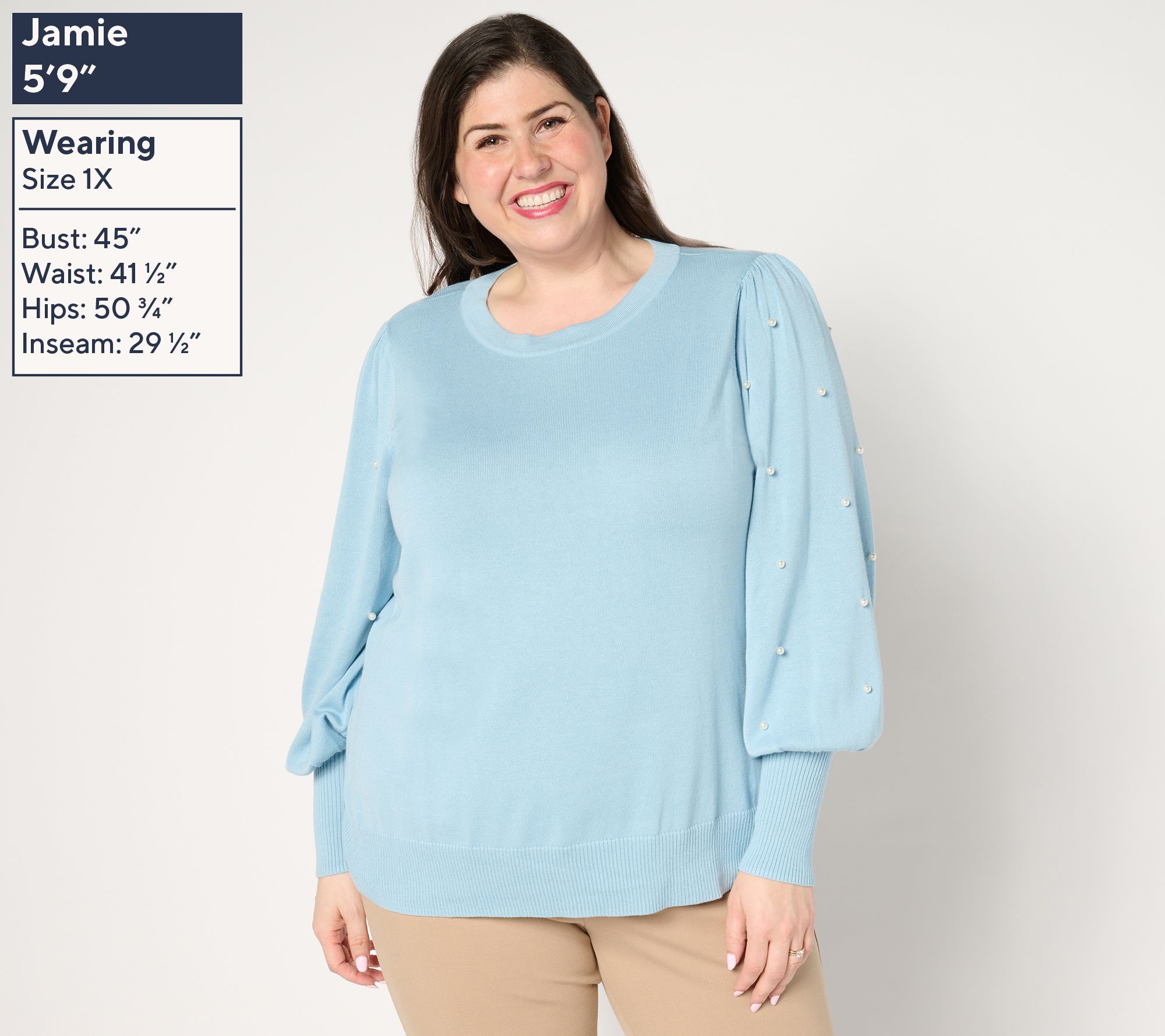 "As Is" Belle by Kim Gravel Class & Sass Miss Jo Pearl Sweater - QVC.com