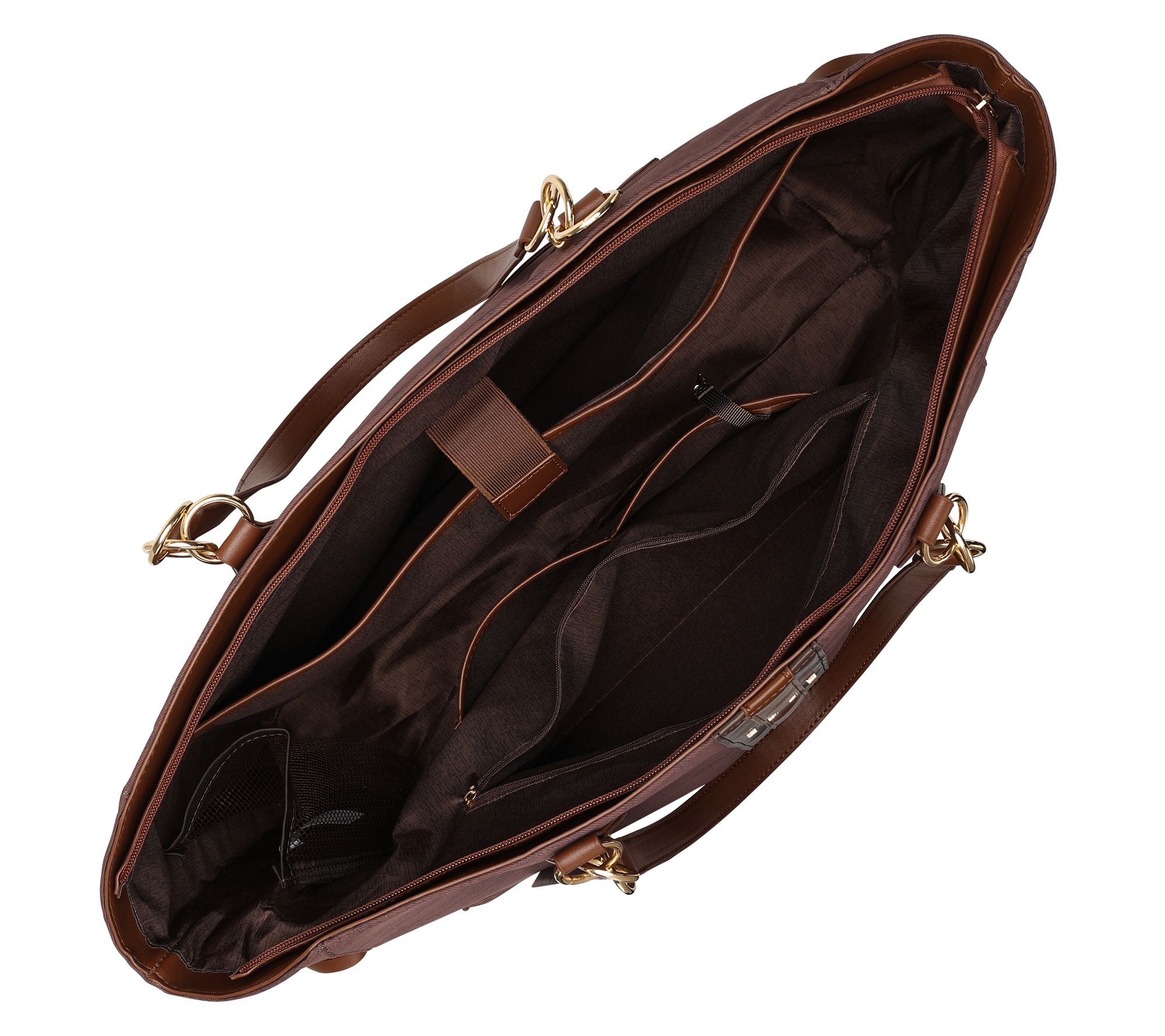 ELLE Eleganza Monogram Weekender Tote Bag withCrossbody Strap - QVC.com