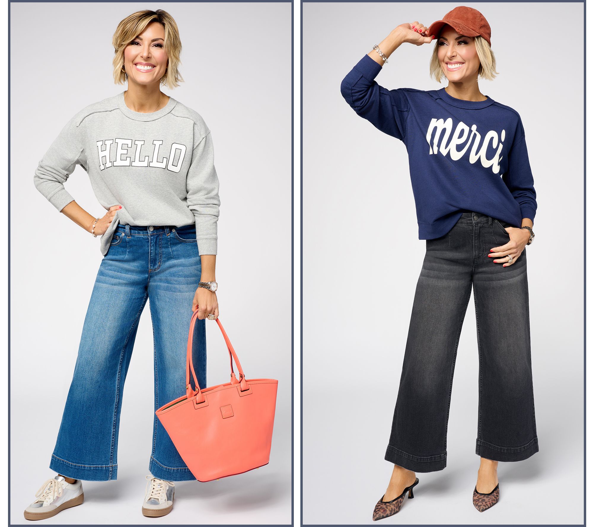 Studio Park x Amy Stran Dart Wide Leg Ankle Jean - QVC.com