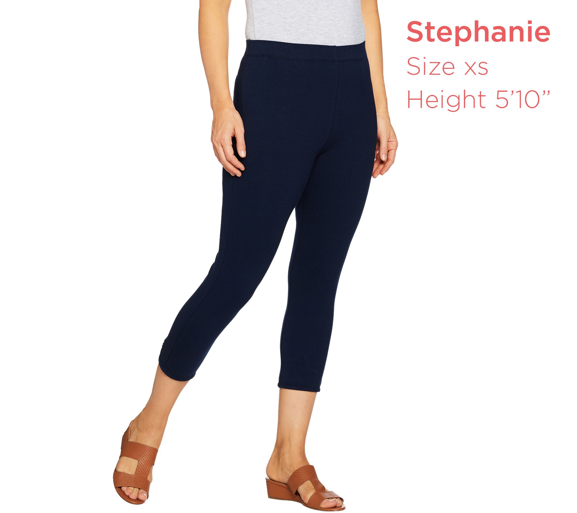 "As Is" Susan Graver Weekend Cotton Spandex Capri Leggings with Cutouts ...