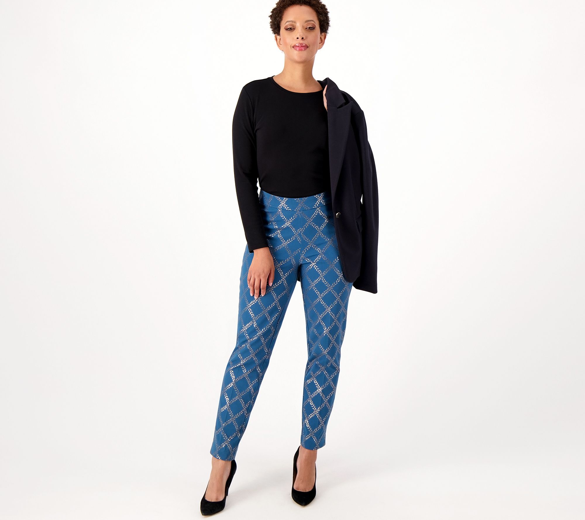 "As Is" Isaac Mizrahi Live! Always Isaac Regular Foil Pant - QVC.com
